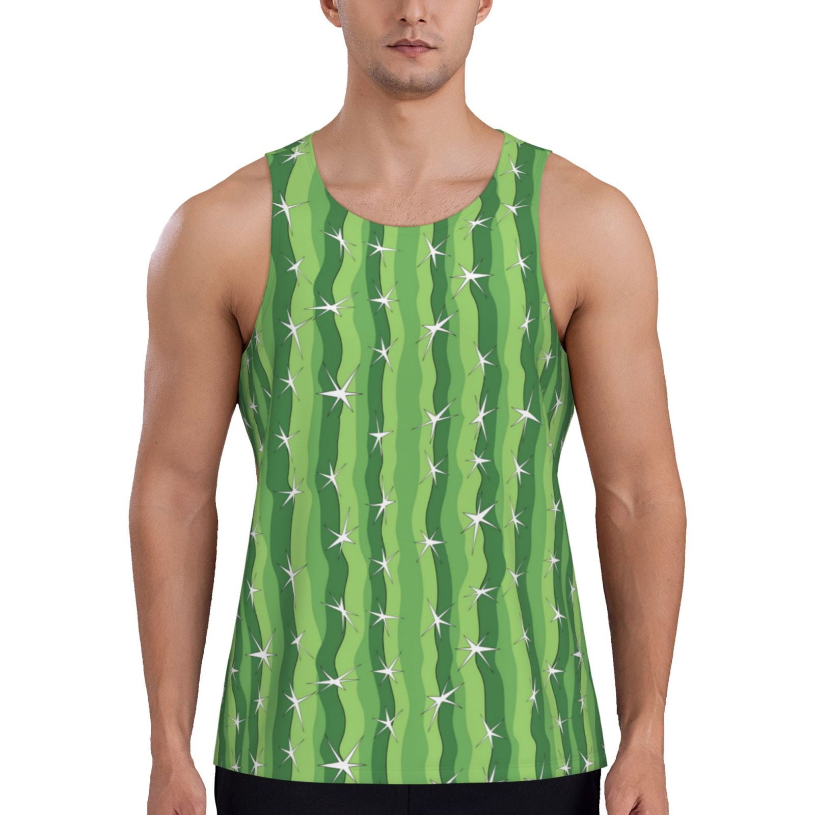 Cauagu Cactus Print Men's Sleeveless Muscle Shirts,Tank Tops Quick Dry ...