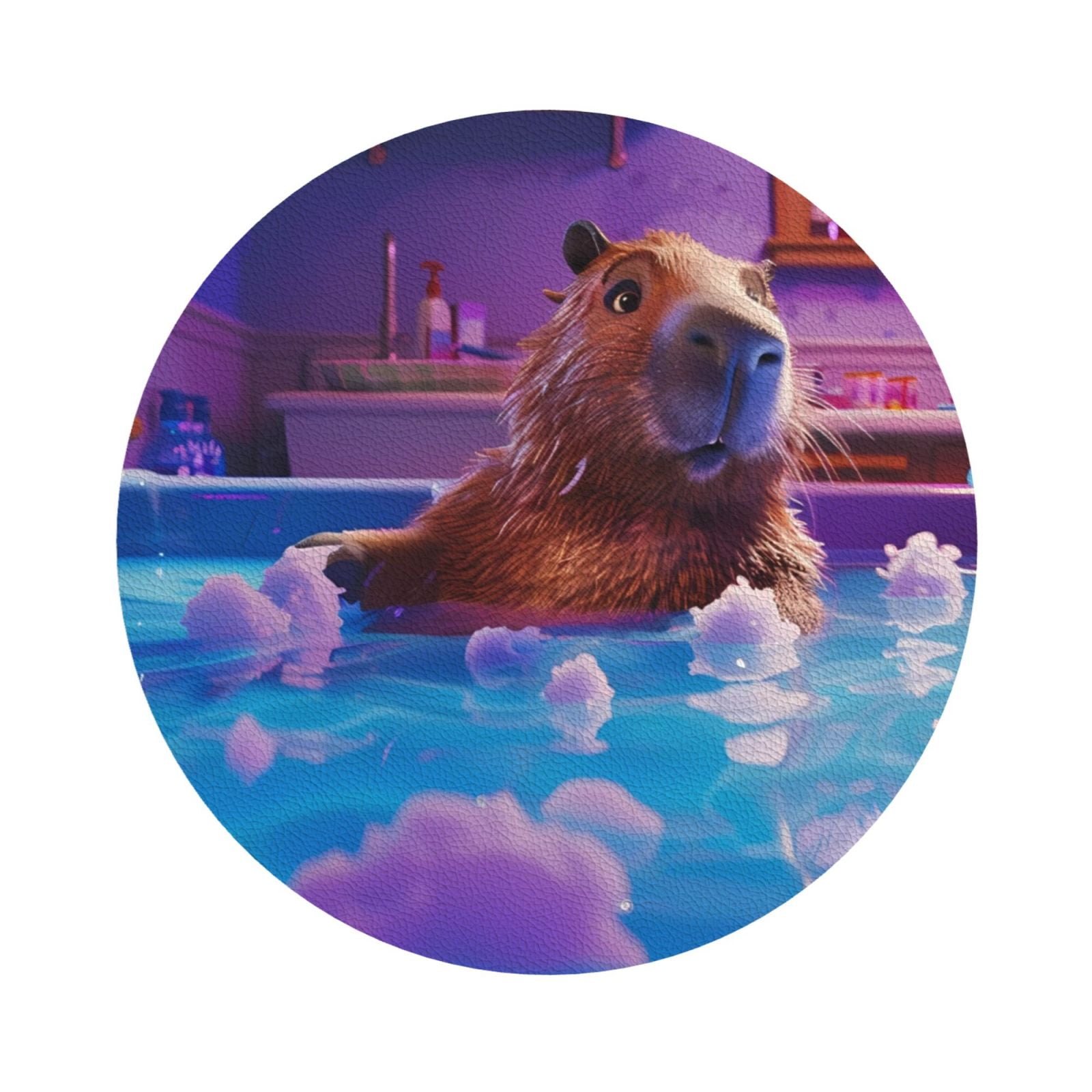 Cauagu Capybara Bathtub Fun for Round Coaster,Drink Coasters Set of 4 ...