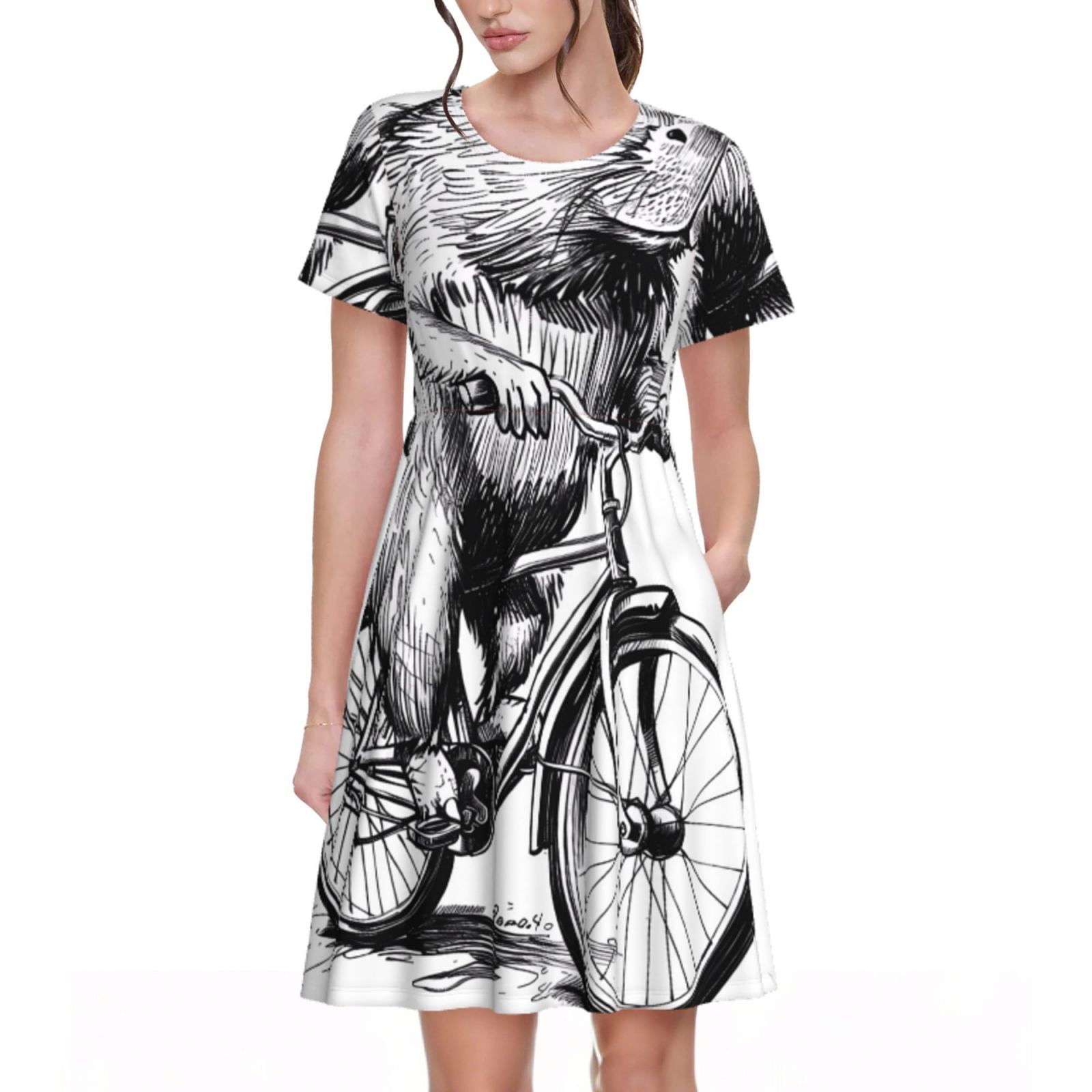 Cauagu Capybara Riding Bicycle Print Summer Dresses for Women 2025 ...