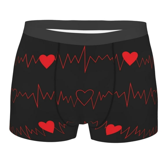 Cauagu Cardiogram and Heart Print Boxer Briefs for Men,Comfortable ...