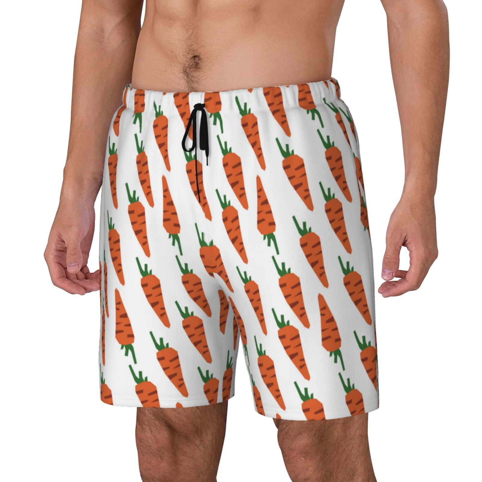 Cauagu Carrot Print Mens Swim Trunks Quick Dry Board Shorts Swim Shorts ...