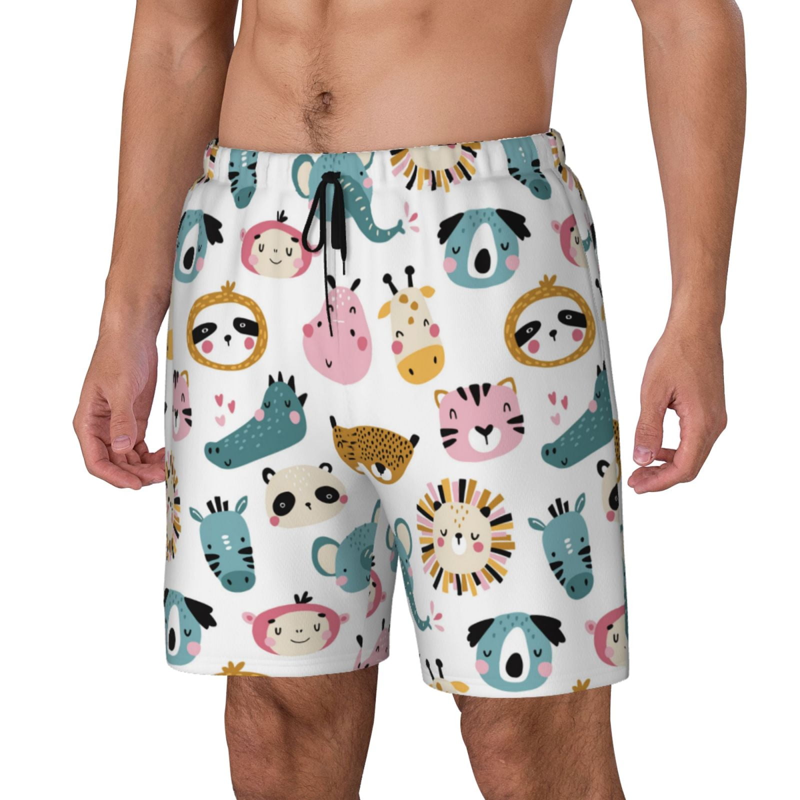 Cauagu Cartoon Animals Print Mens Swim Trunks Quick Dry Board Shorts ...