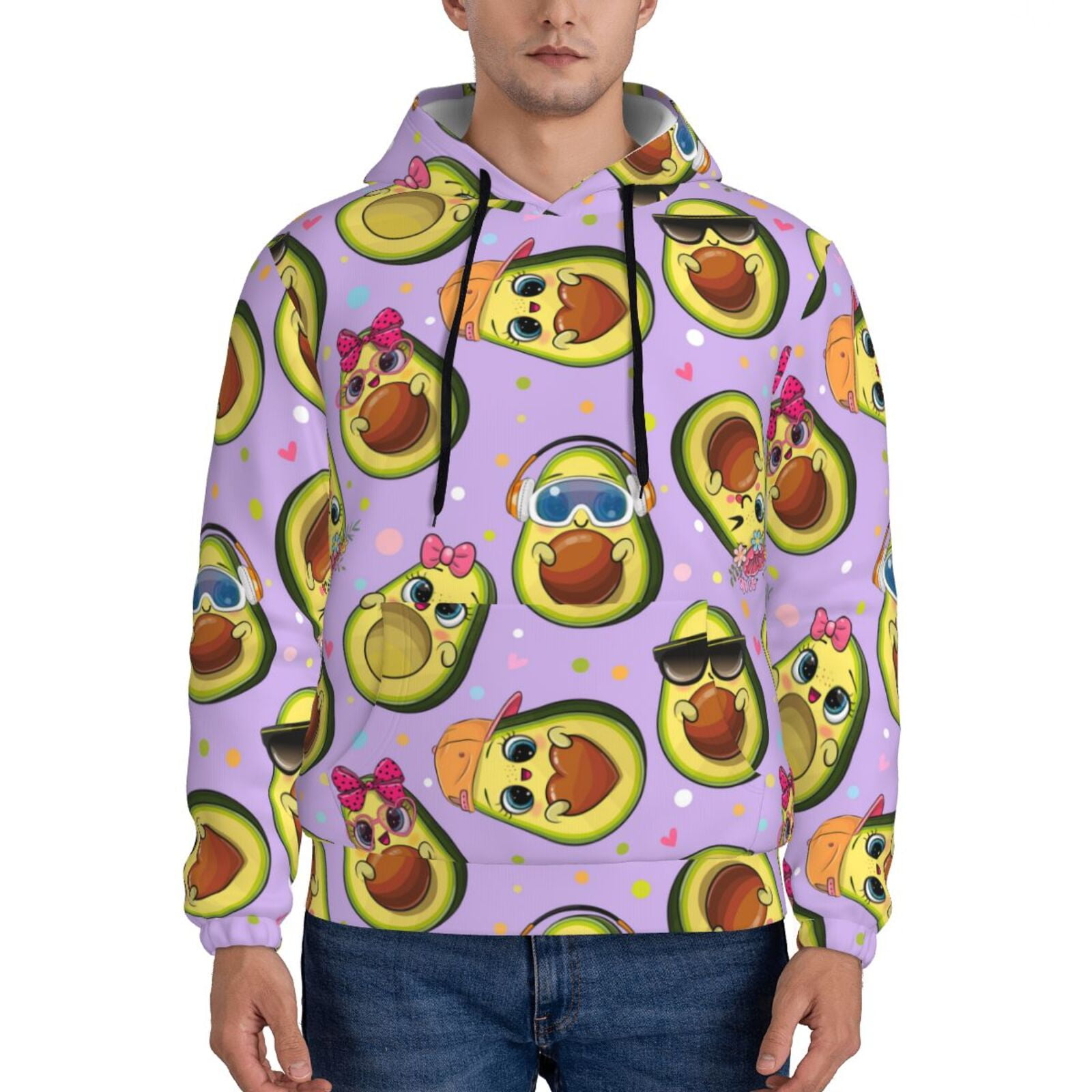 Cauagu Cartoon Avocados for Men's Pullover Hooded Sweatshirt Athletic ...