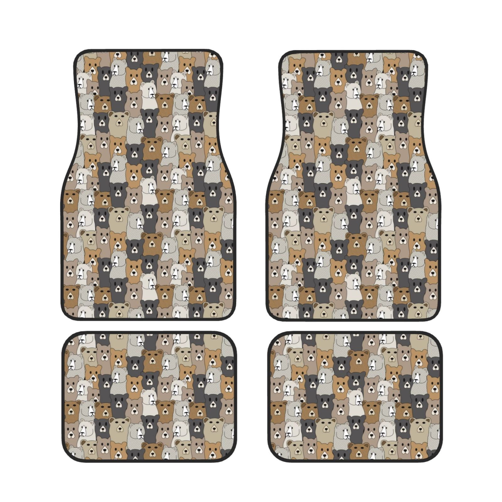 Cauagu Cartoon Bear Pattern Car Floor Mat Set of 4,Car Carpet Mats Car ...