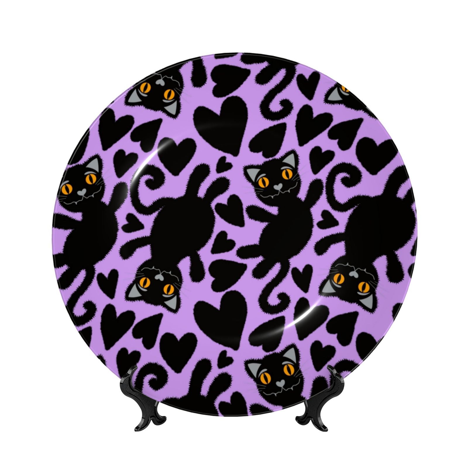 Cauagu Cartoon Black Cats Print Bone China Decorative Plate, Wall Mount ...