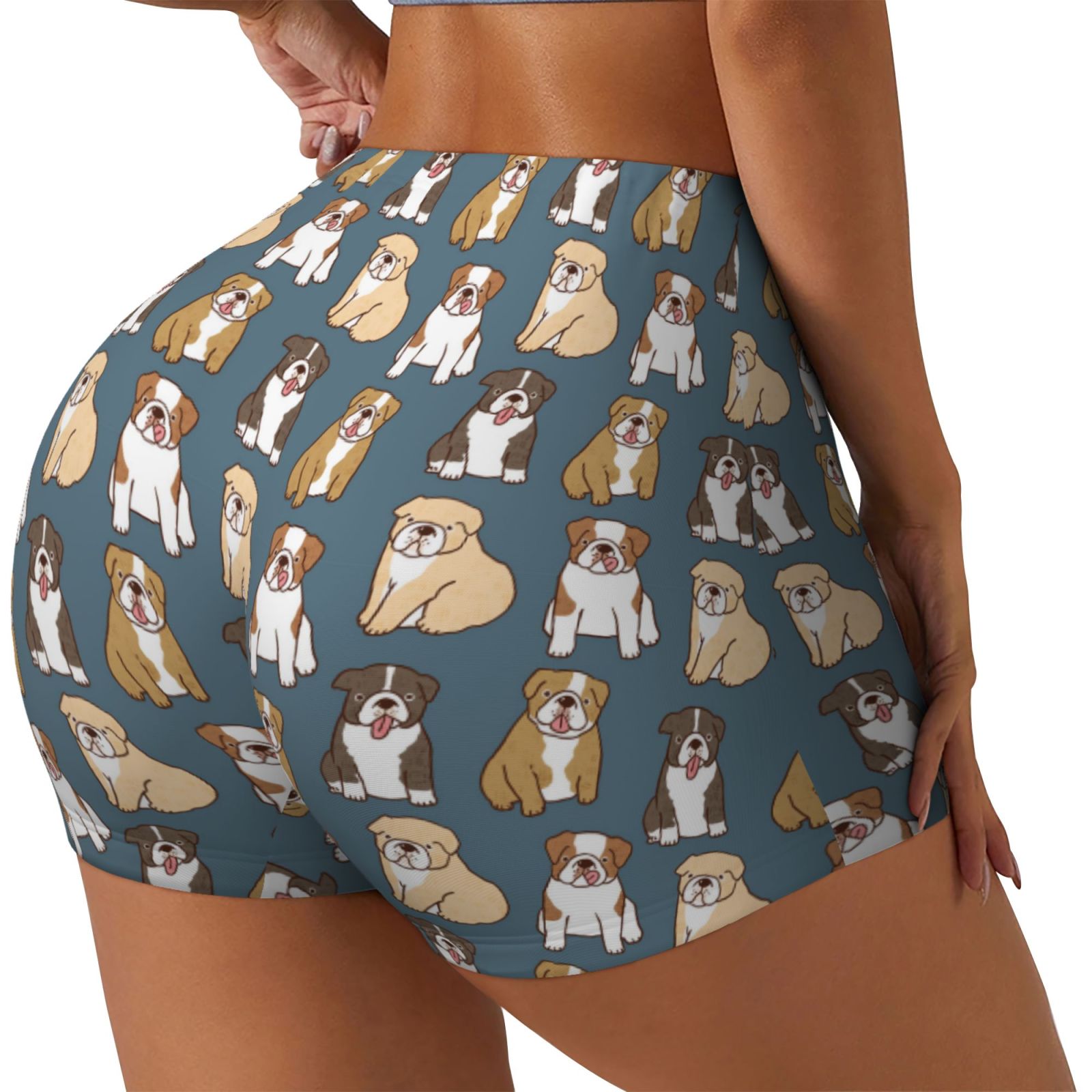Cauagu Cartoon Bulldog 1 for Womens Workout Impact Shorts,Booty Biker ...