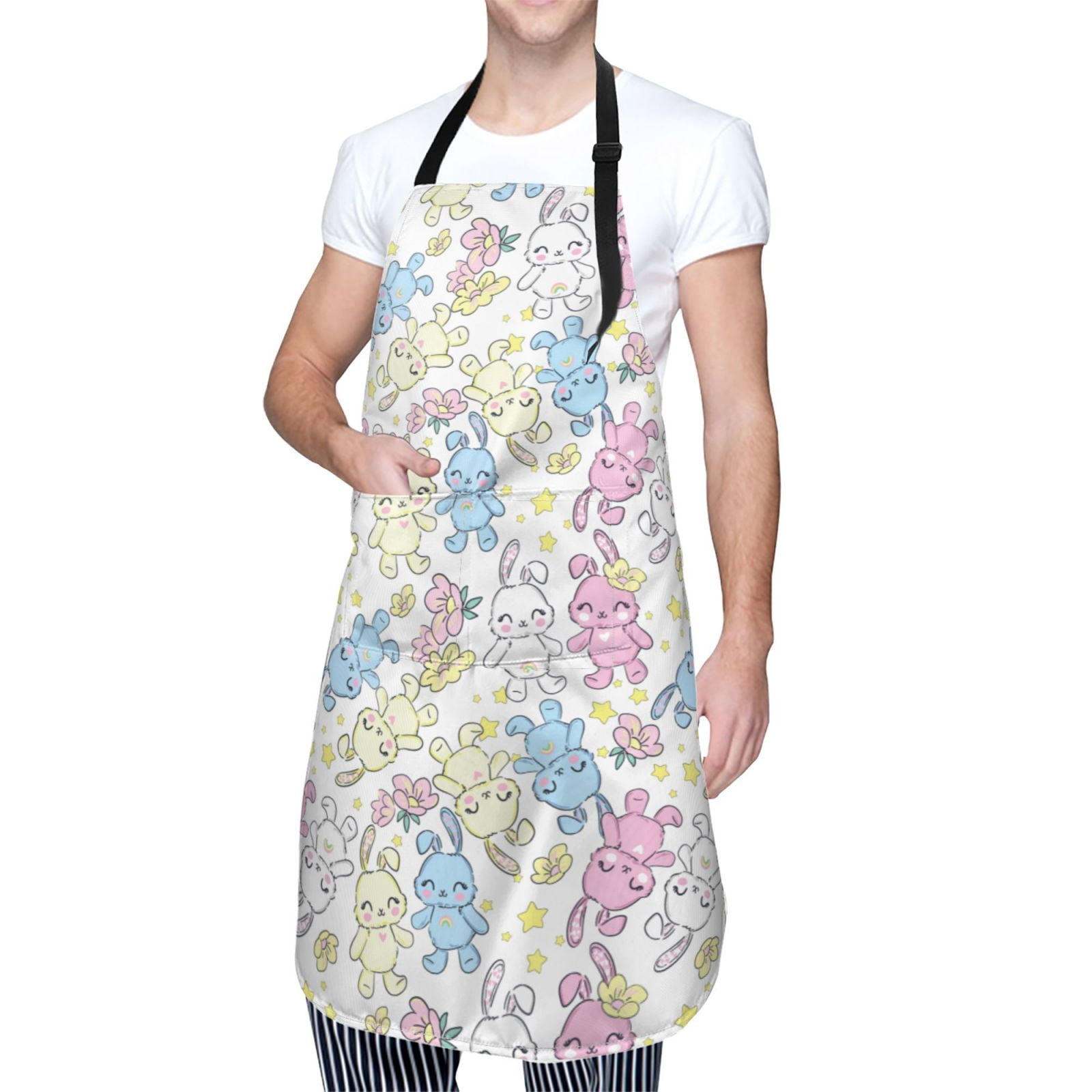 Cauagu Cartoon Bunny Aprons with Pockets,Waterproof Apron for Women ...