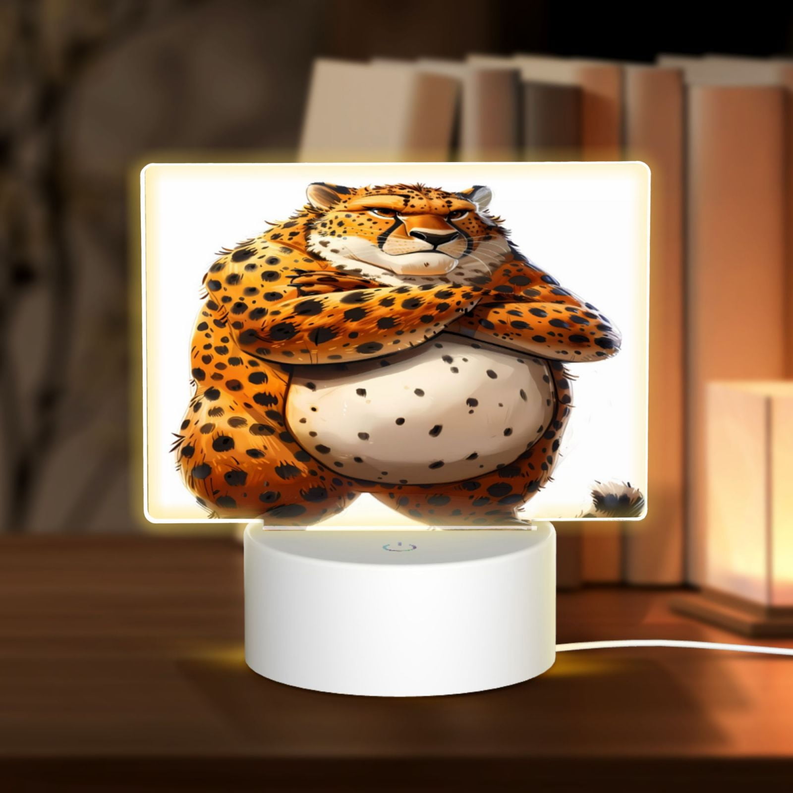 Cauagu Cartoon Cheetah With Attitude for Rectangle Acrylic Night Light ...