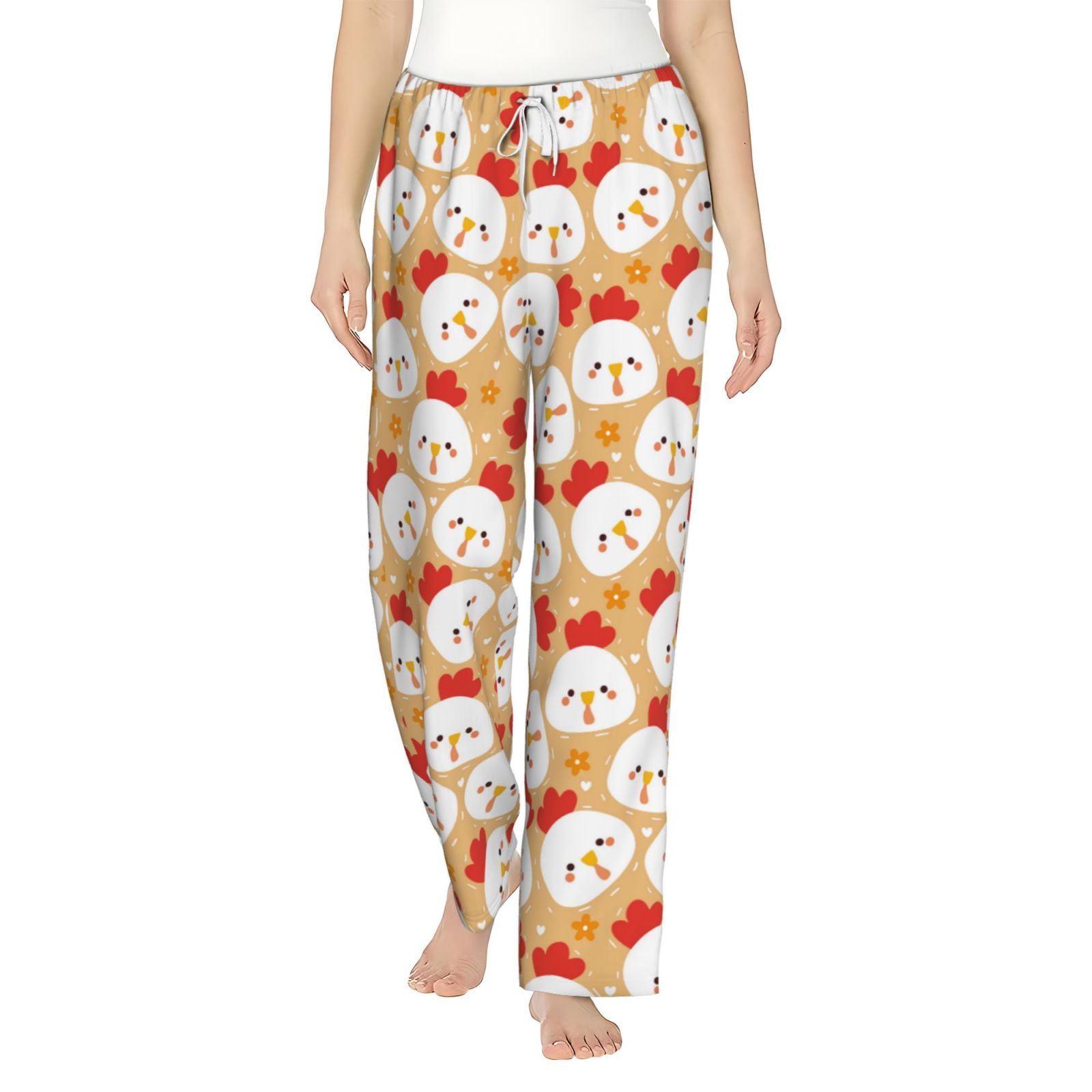 Cauagu Cartoon Chicken Pajama Pants for Women Loose Fit Wide Leg ...