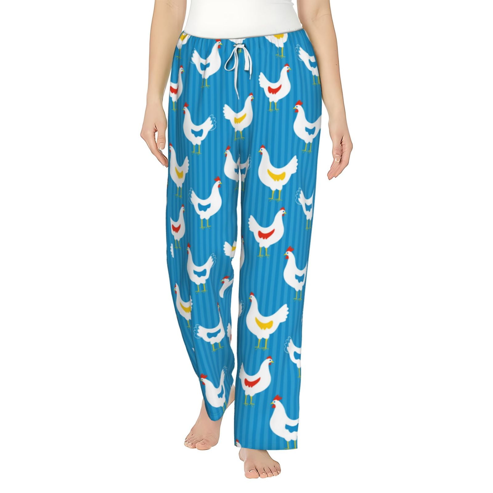 Cauagu Cartoon Chicken Pajama Pants for Women Loose Fit Wide Leg ...