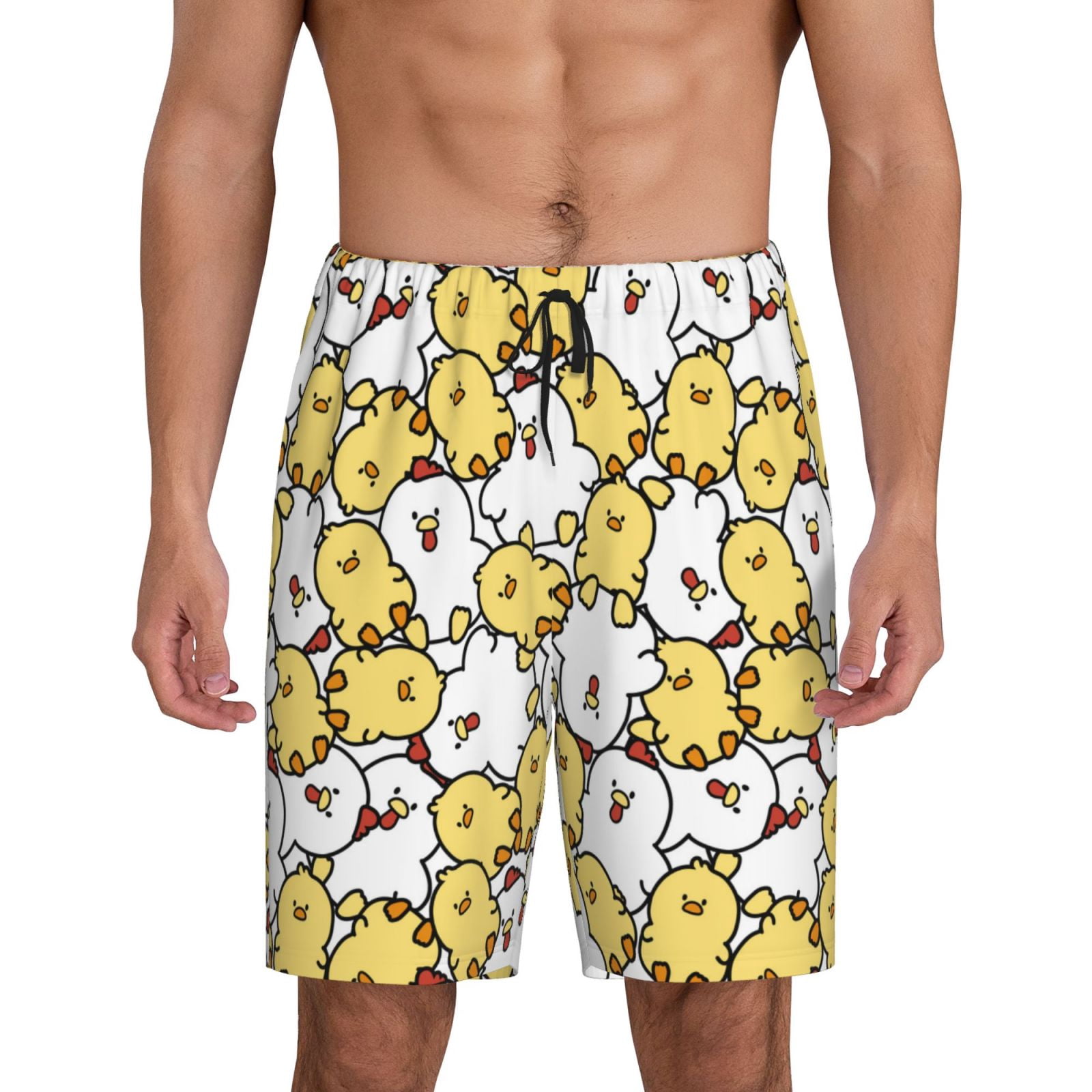 Cauagu Cartoon Chicken Print Pajama Bottoms for Men Sleep Pajama Shorts ...