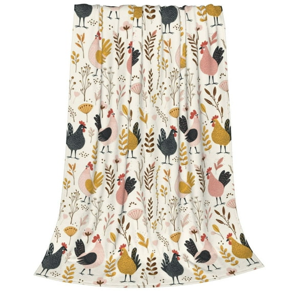 Cauagu Cartoon Chickens Pattern Flannel Bed Blankets,Fleece Blanket ...