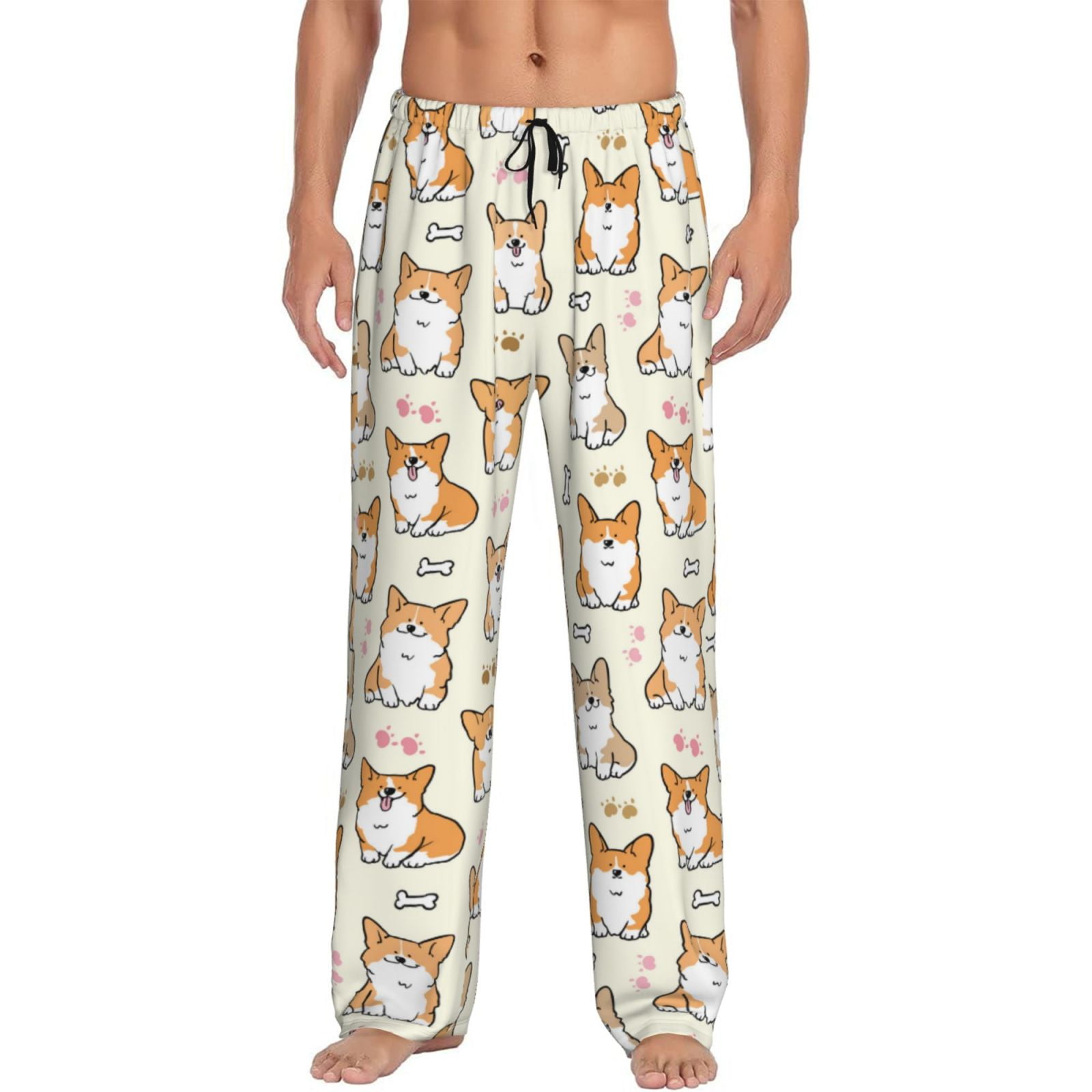 Cauagu Cartoon Corgi Mens Pajama Pants Sleep & Lounge Pants,PJ Bottoms ...