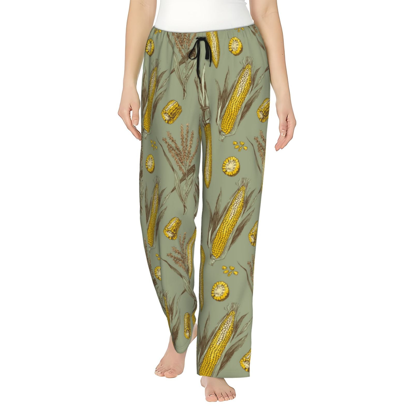 Cauagu Cartoon Corn and Wheat Pajama Pants for Women Loose Fit Wide Leg ...