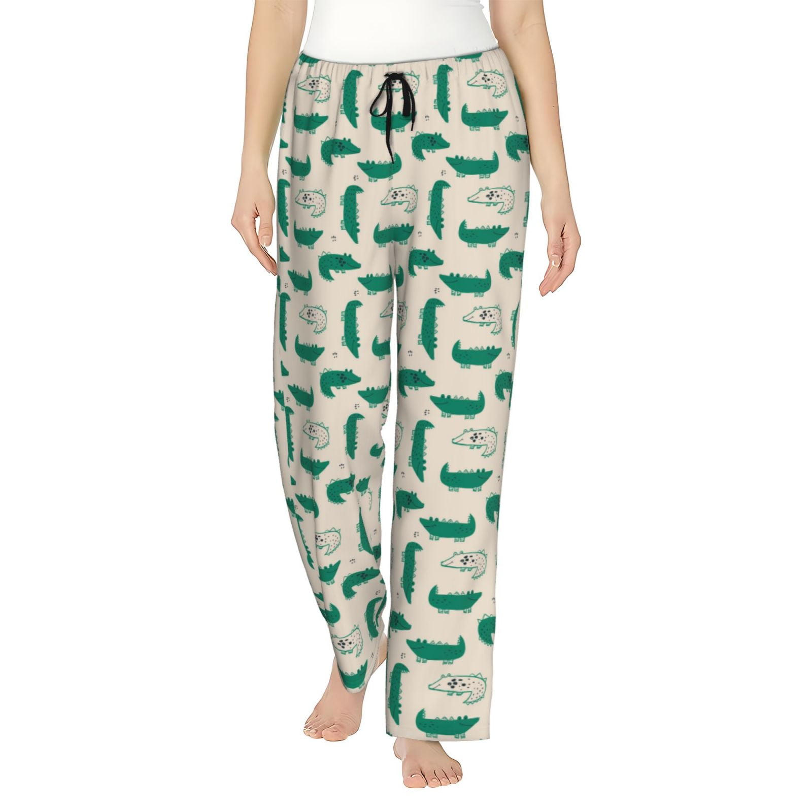 Cauagu Cartoon Crocodile Pajama Pants for Women Loose Fit Wide Leg ...