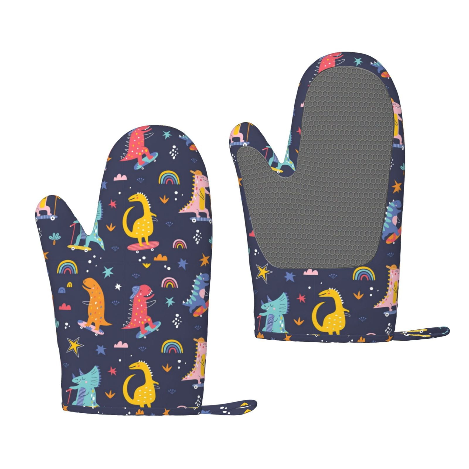 Cauagu Cartoon Dinosaur Print Oven Mitts 2 Piece Set,BBQ Gloves ...