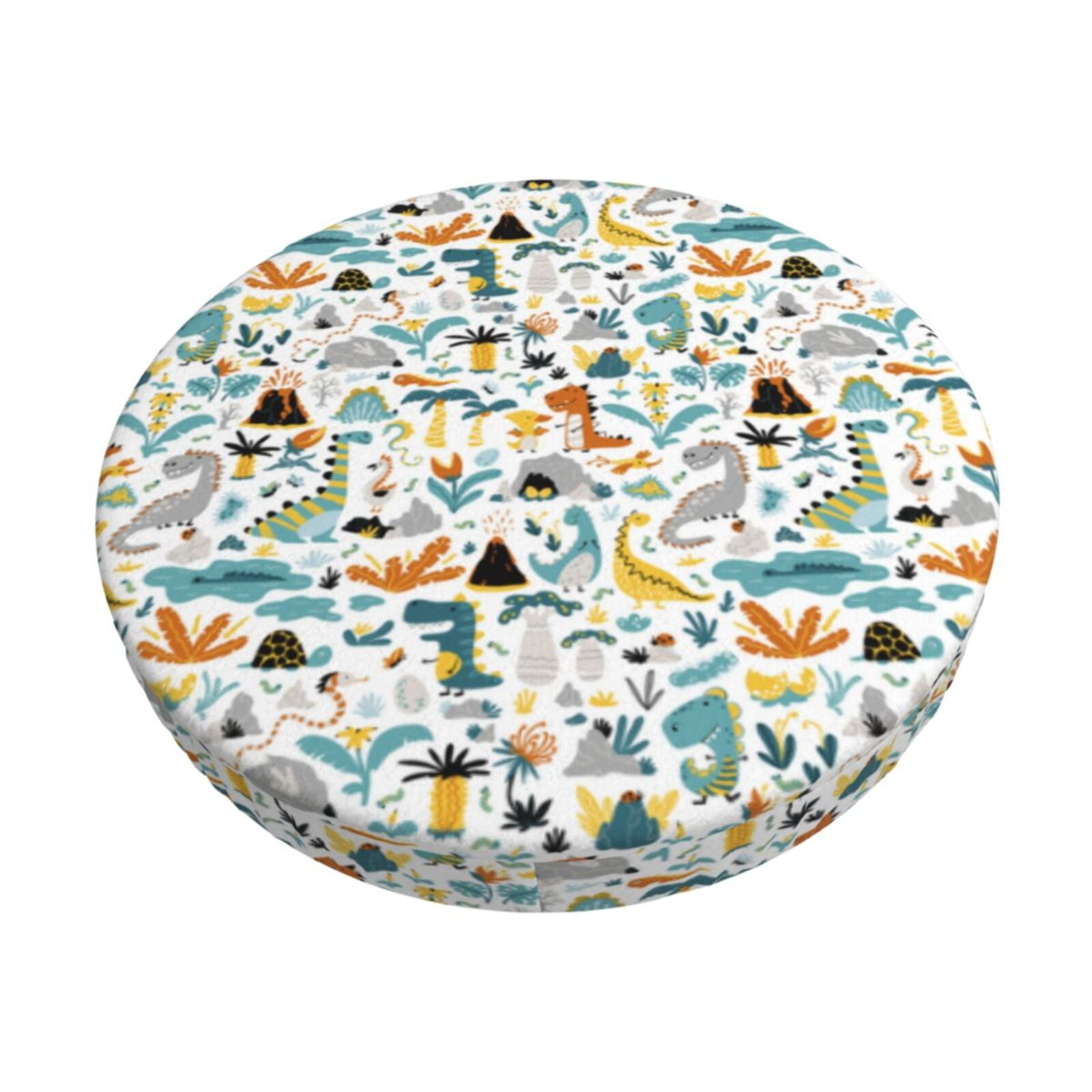 Cauagu Cartoon Dinosaur Print Round Stool Covers,Seat Cushion for Round Bar Stool Chair Seat ...