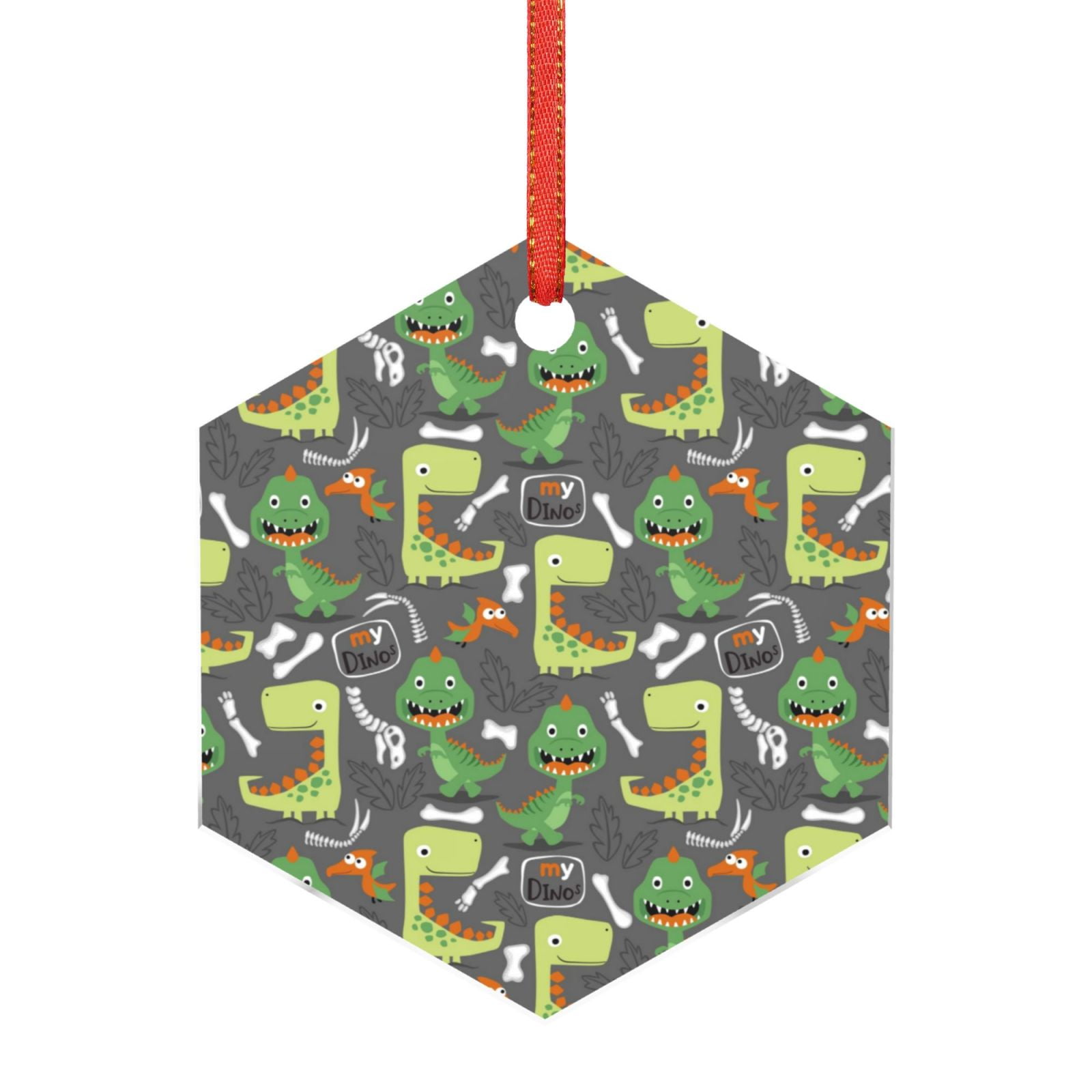 Cauagu Cartoon Dinosaurs (2) Pattern Acrylic Christmas Pendant,1-Pack ...