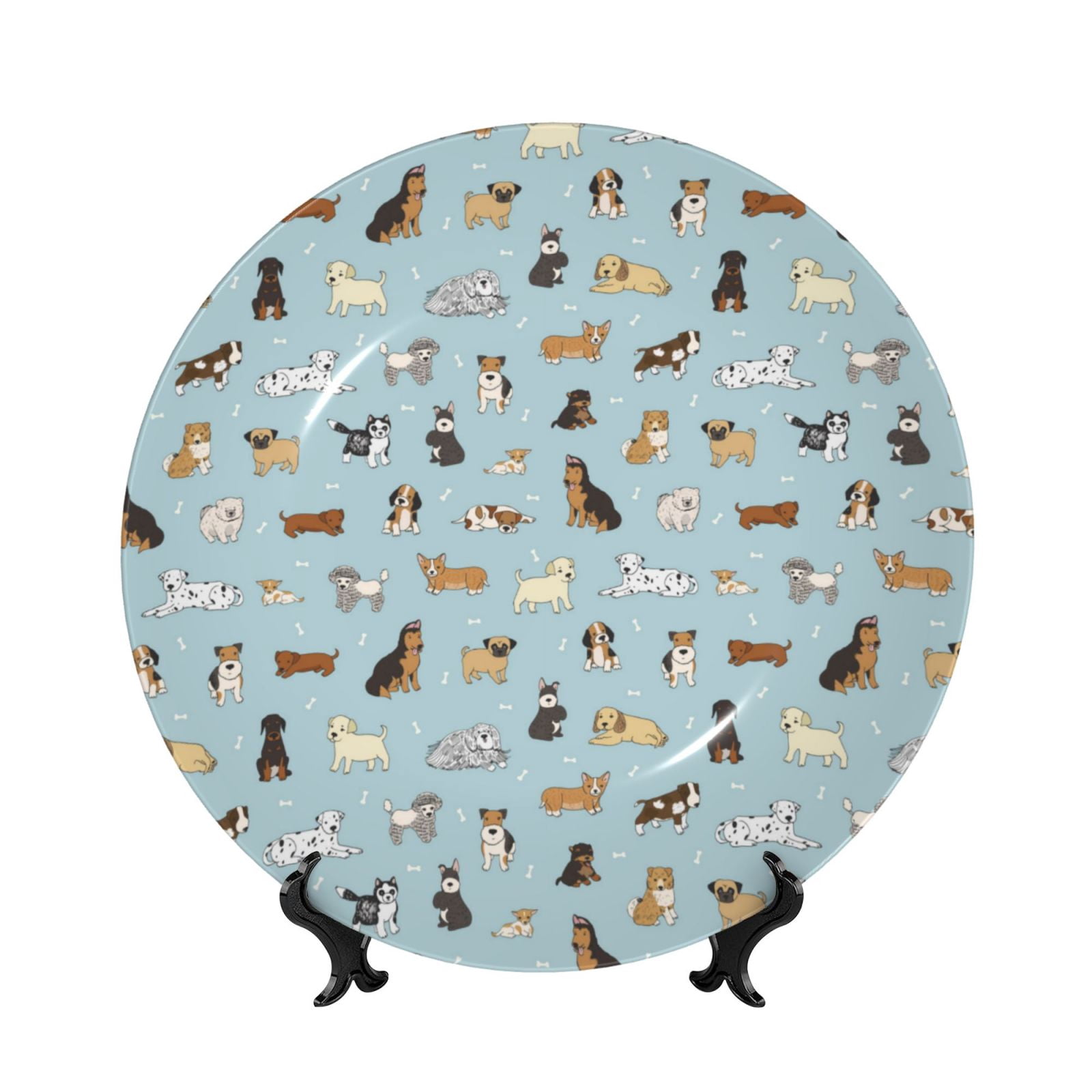 Cauagu Cartoon Doodle Puppy Print Bone China Decorative Plate, Wall ...