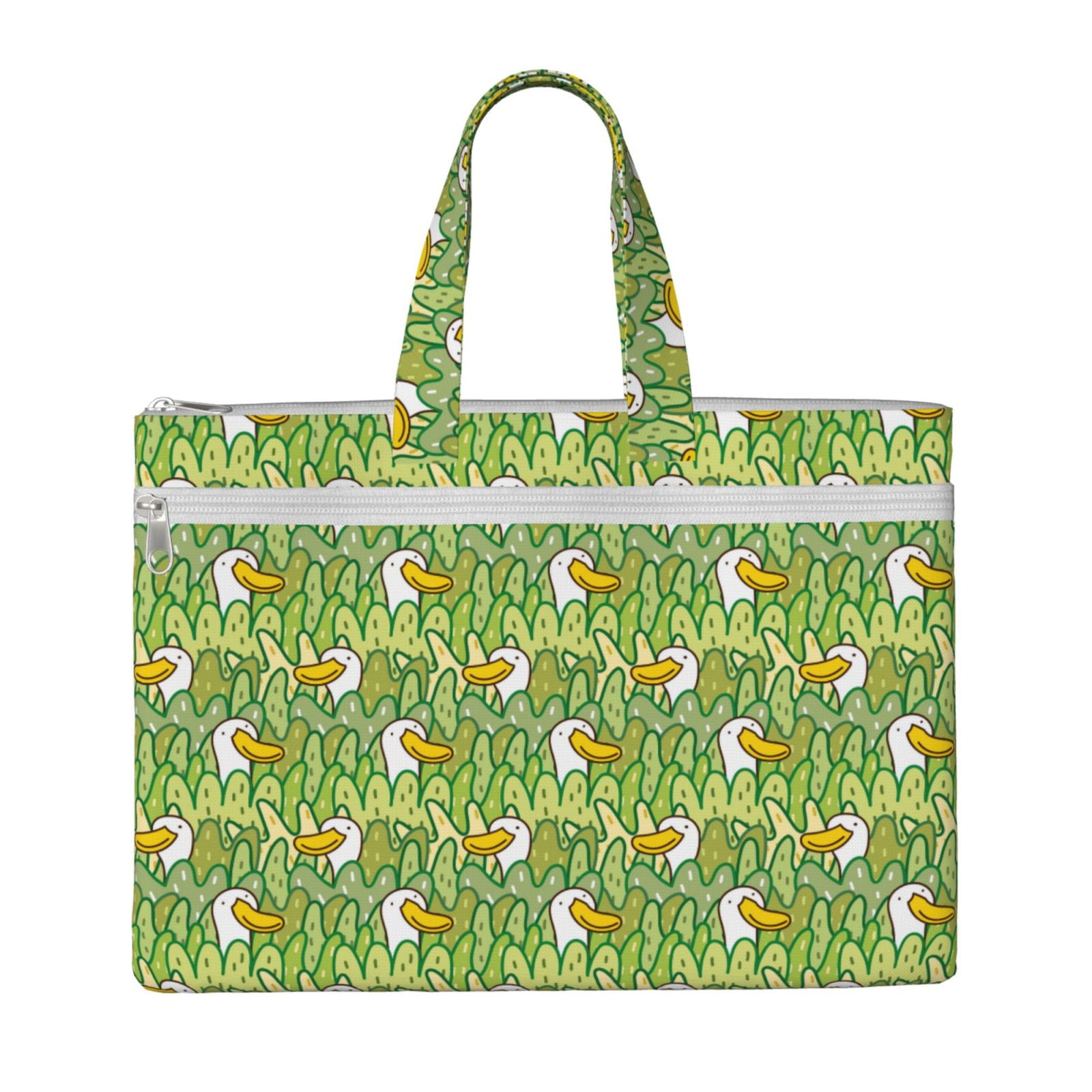 Cauagu Cartoon Duck Pattern Canvas Tote File Bag, Zipper Tote Bag ...