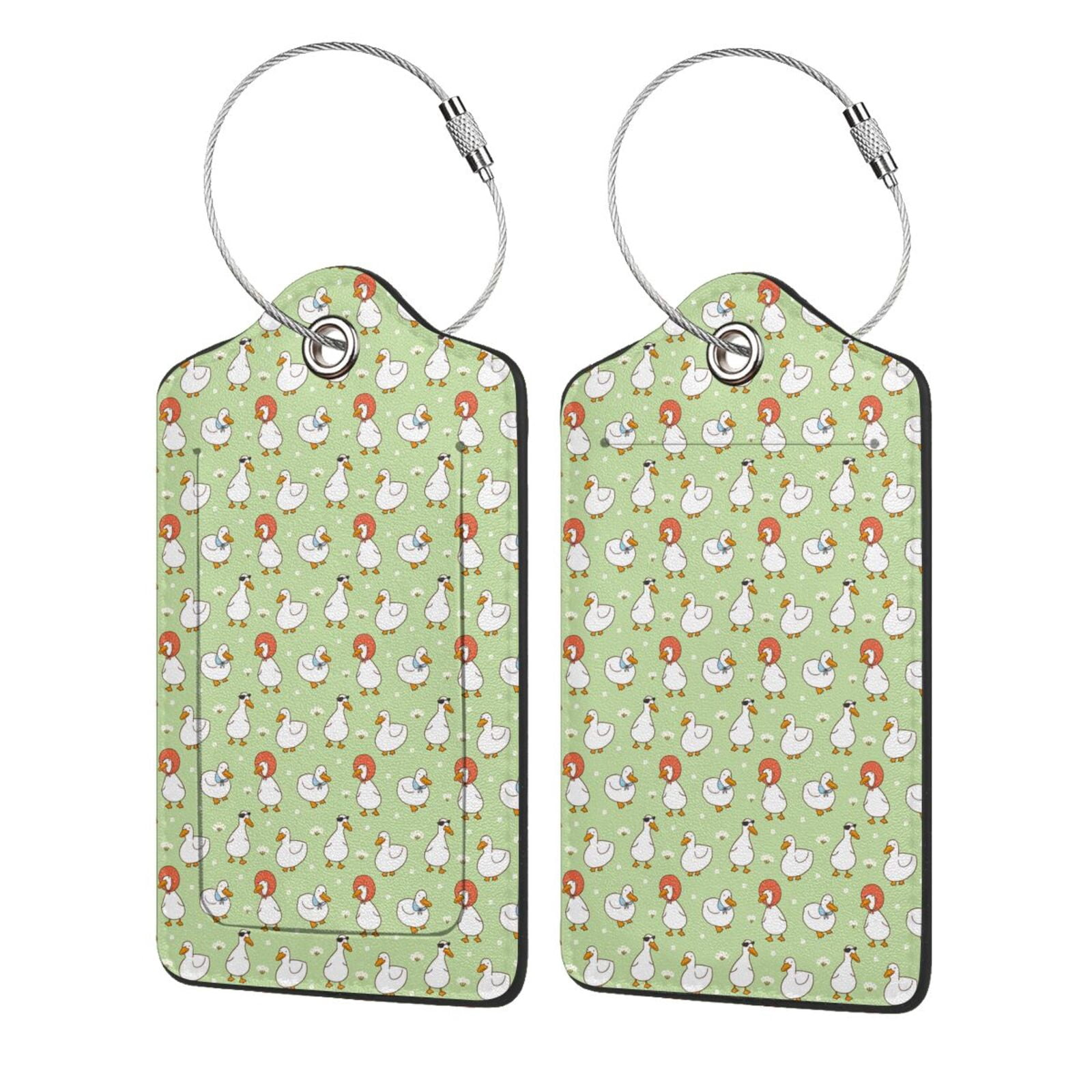 Cauagu Cartoon Duck Pattern Luggage Tags,Leather Luggage Tags ...