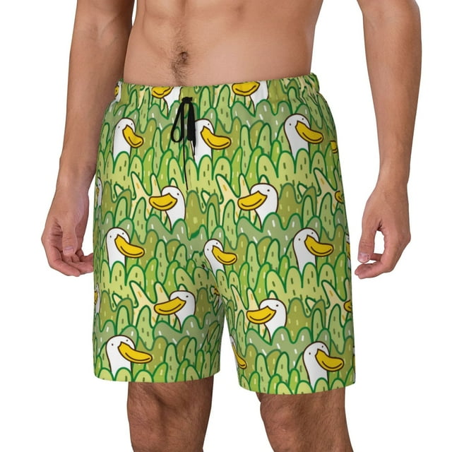 Cauagu Cartoon Duck Print Mens Swim Trunks Quick Dry Board Shorts Swim ...