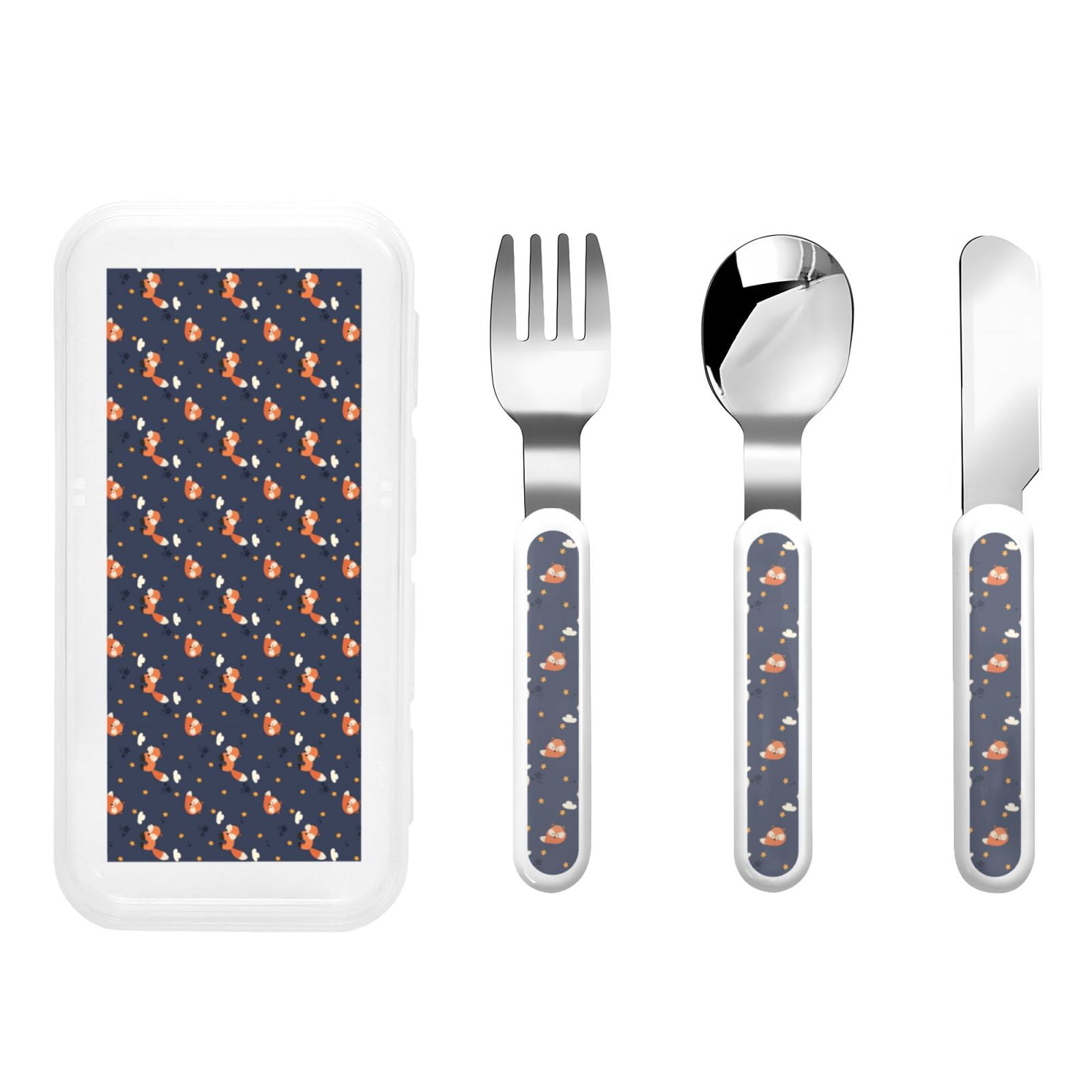 Cauagu Cartoon Fox Print 3-Pieces Toddler Cutlery Set , Kids Silverware ...
