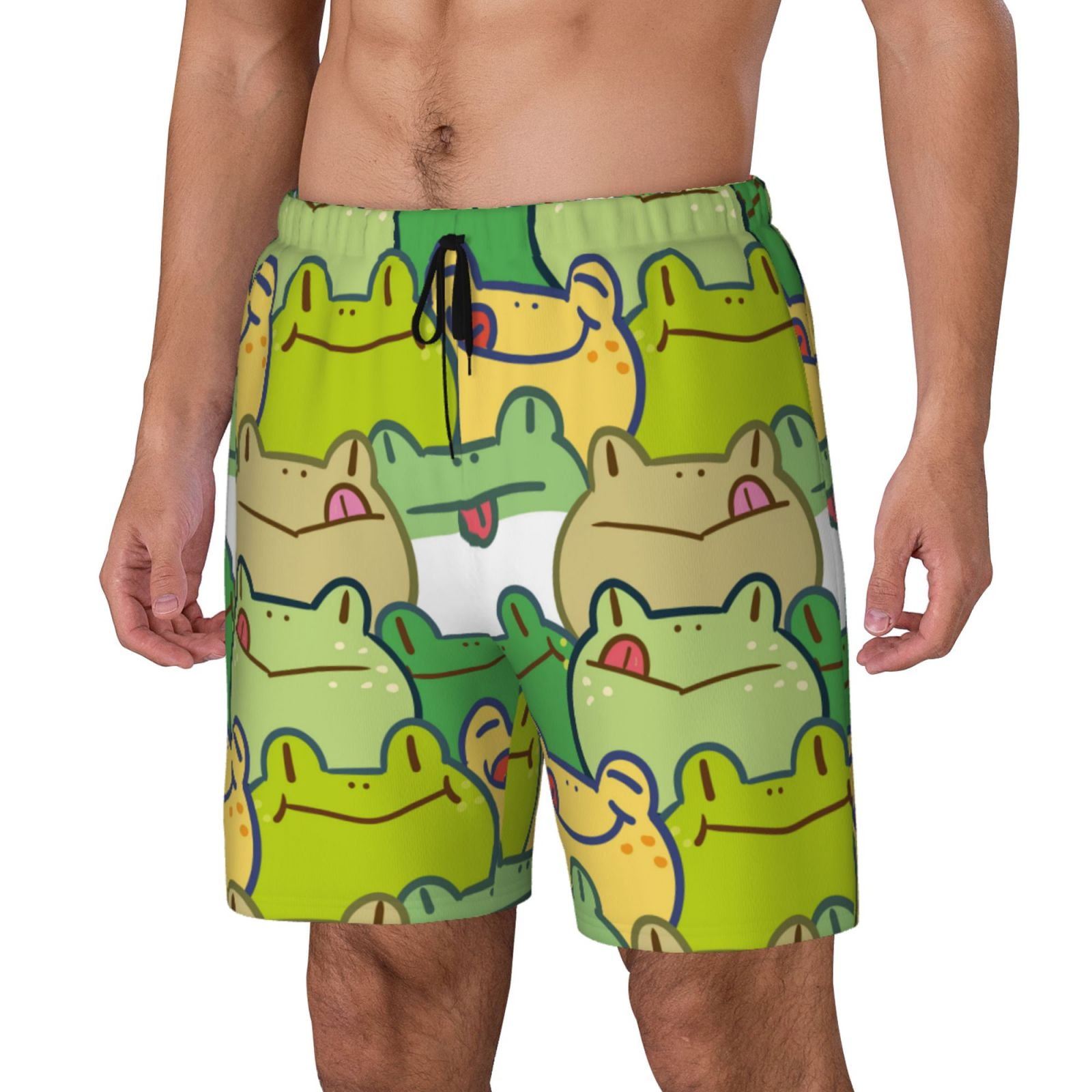 Cauagu Cartoon Frog Print Mens Swim Trunks Quick Dry Board Shorts Swim ...