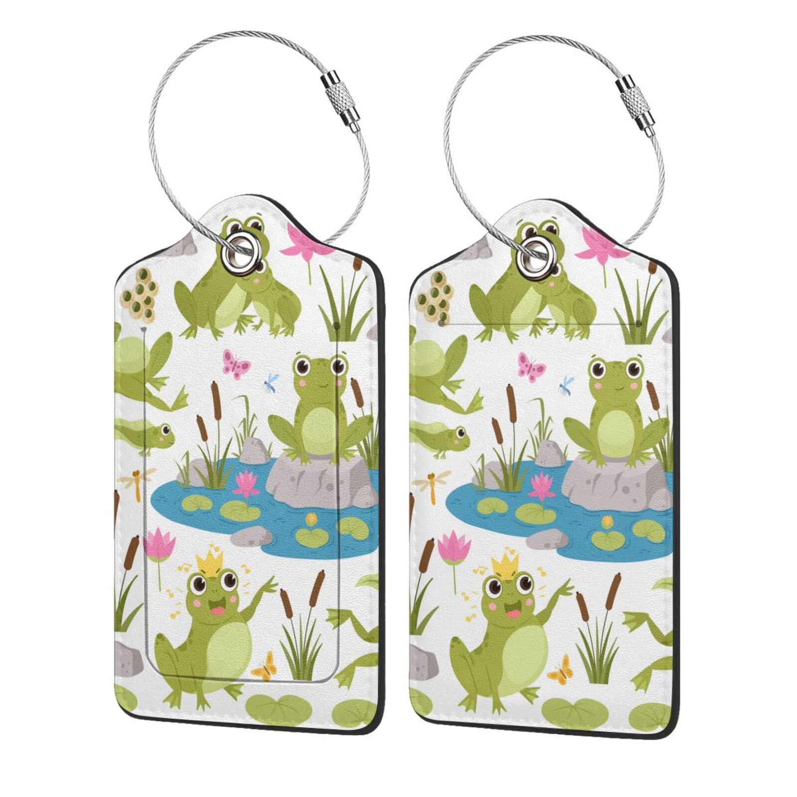 Cauagu Cartoon Frogs Pattern Luggage Tags,Leather Luggage Tags ...