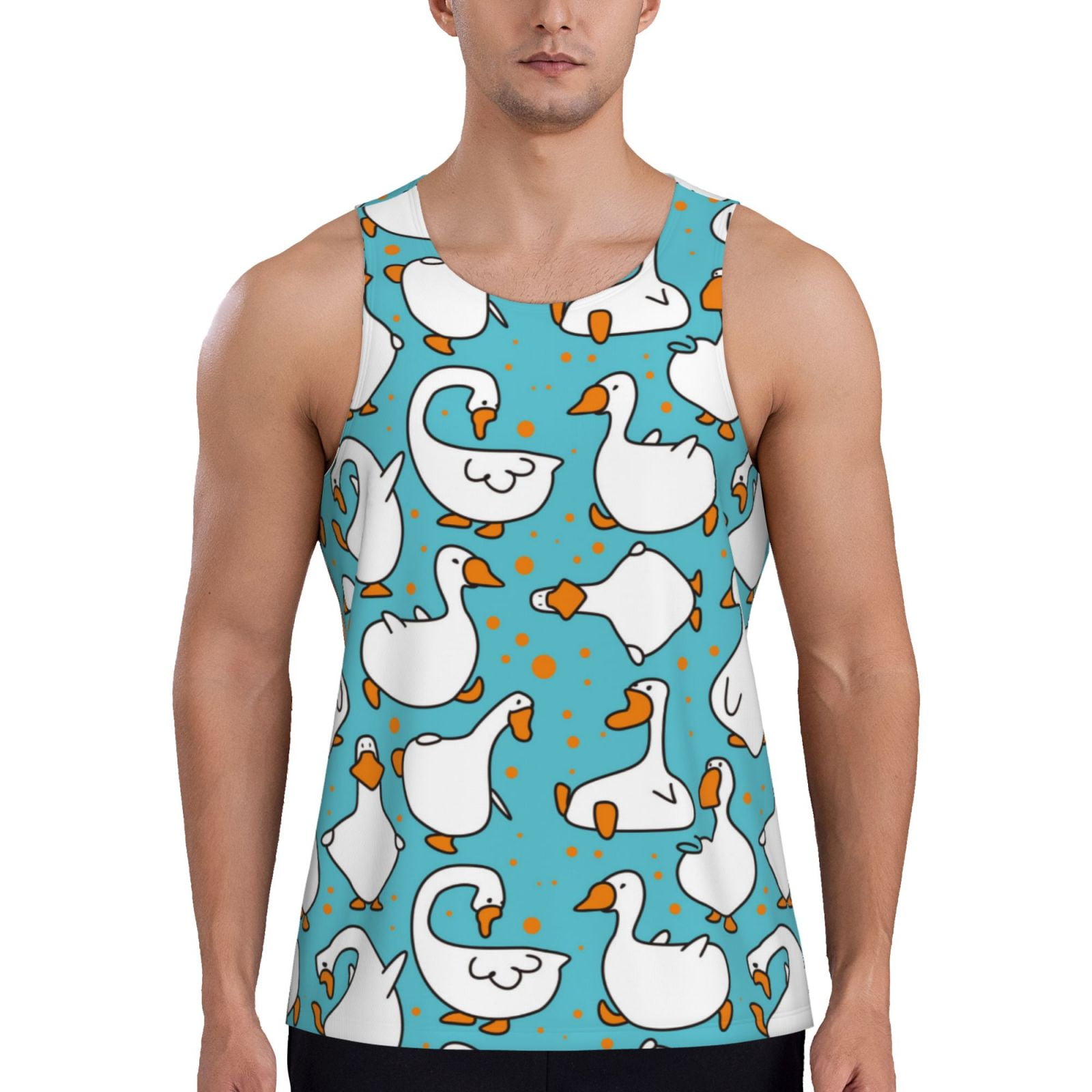 Cauagu Cartoon Funny Goose Print Men's Sleeveless Muscle Shirts,Tank ...