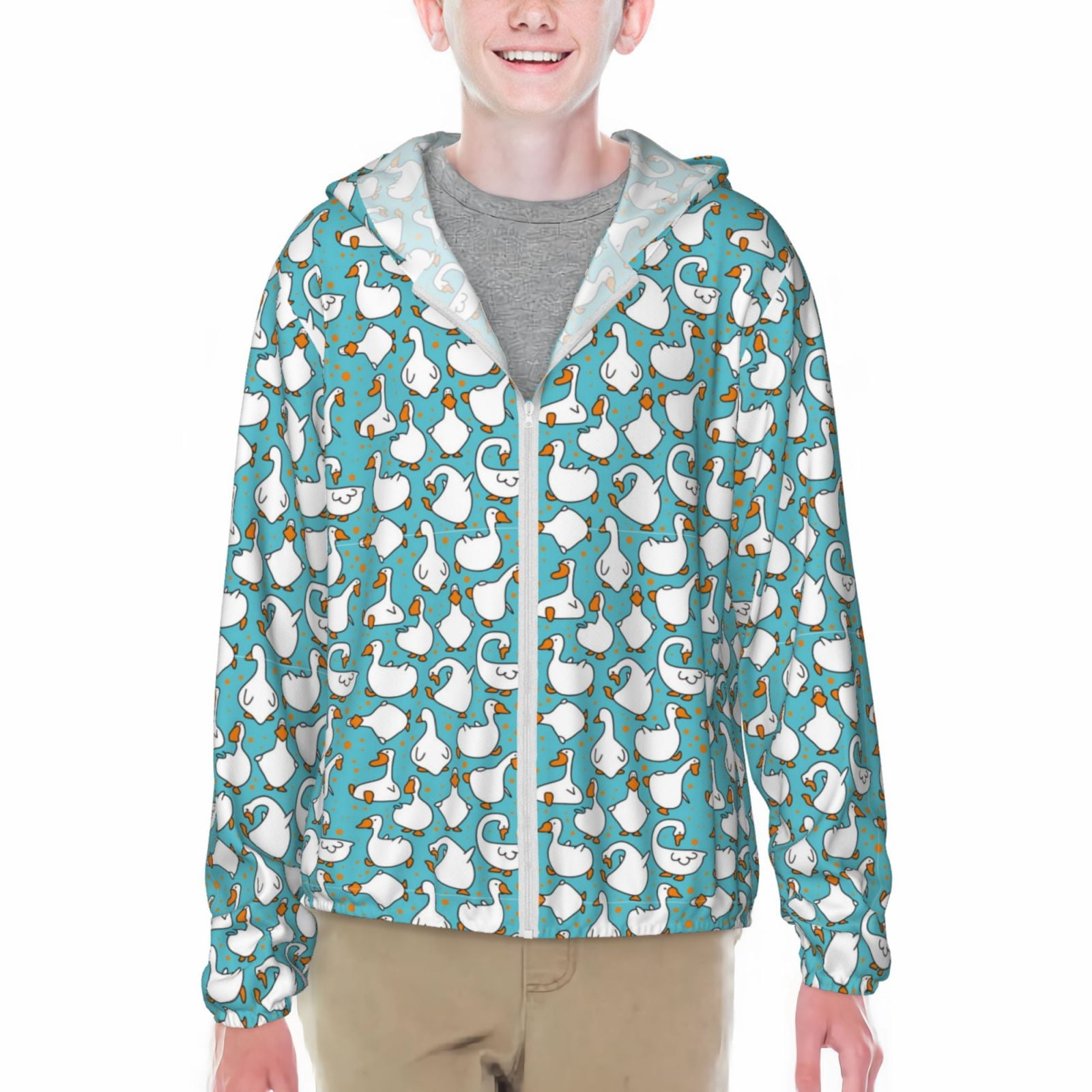 Cauagu Cartoon Funny Goose Print Sun Protection Jacket for Teen,Full ...
