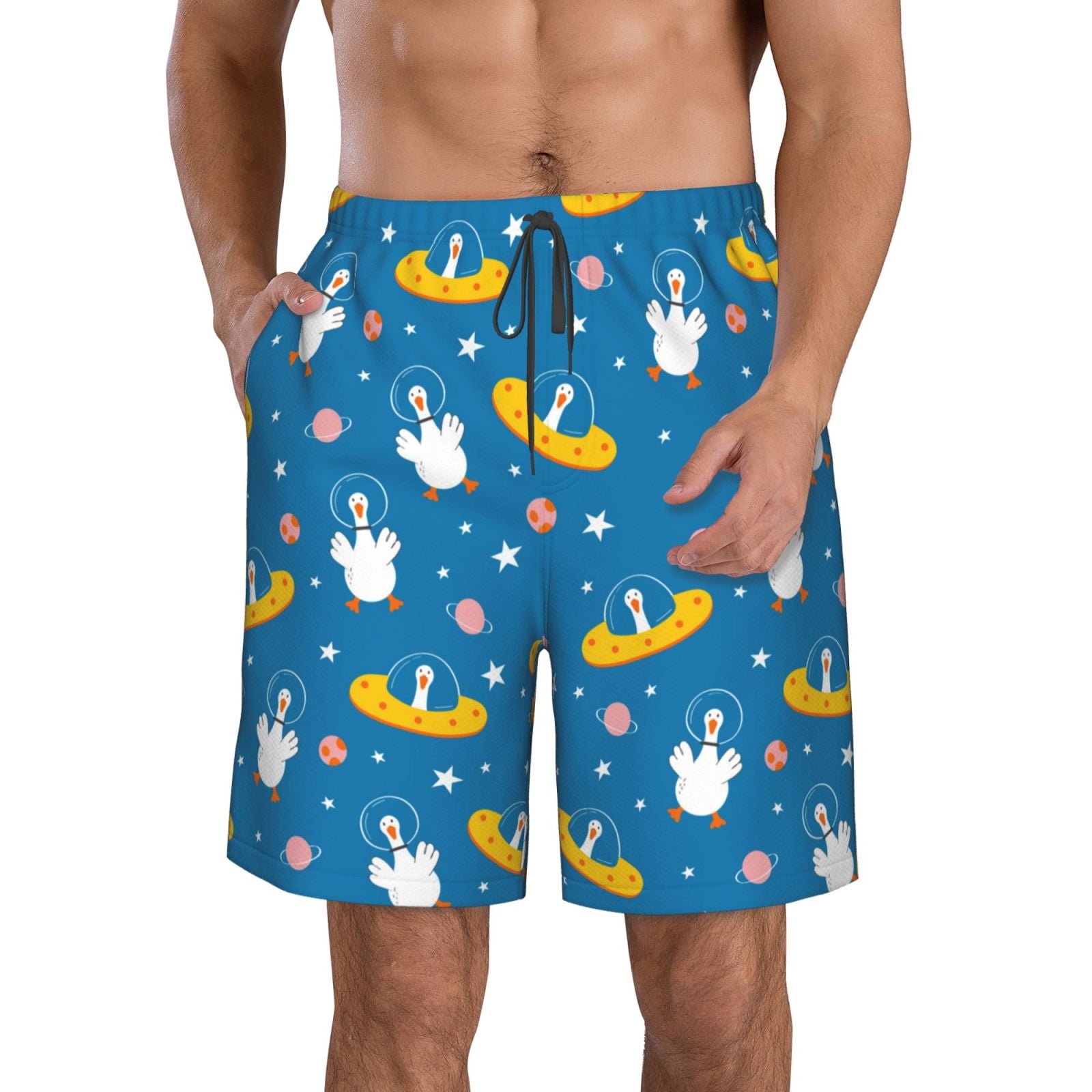 Cauagu Cartoon Goose Print Men's Swim Trunks,Hawaiian Bathing Suit ...