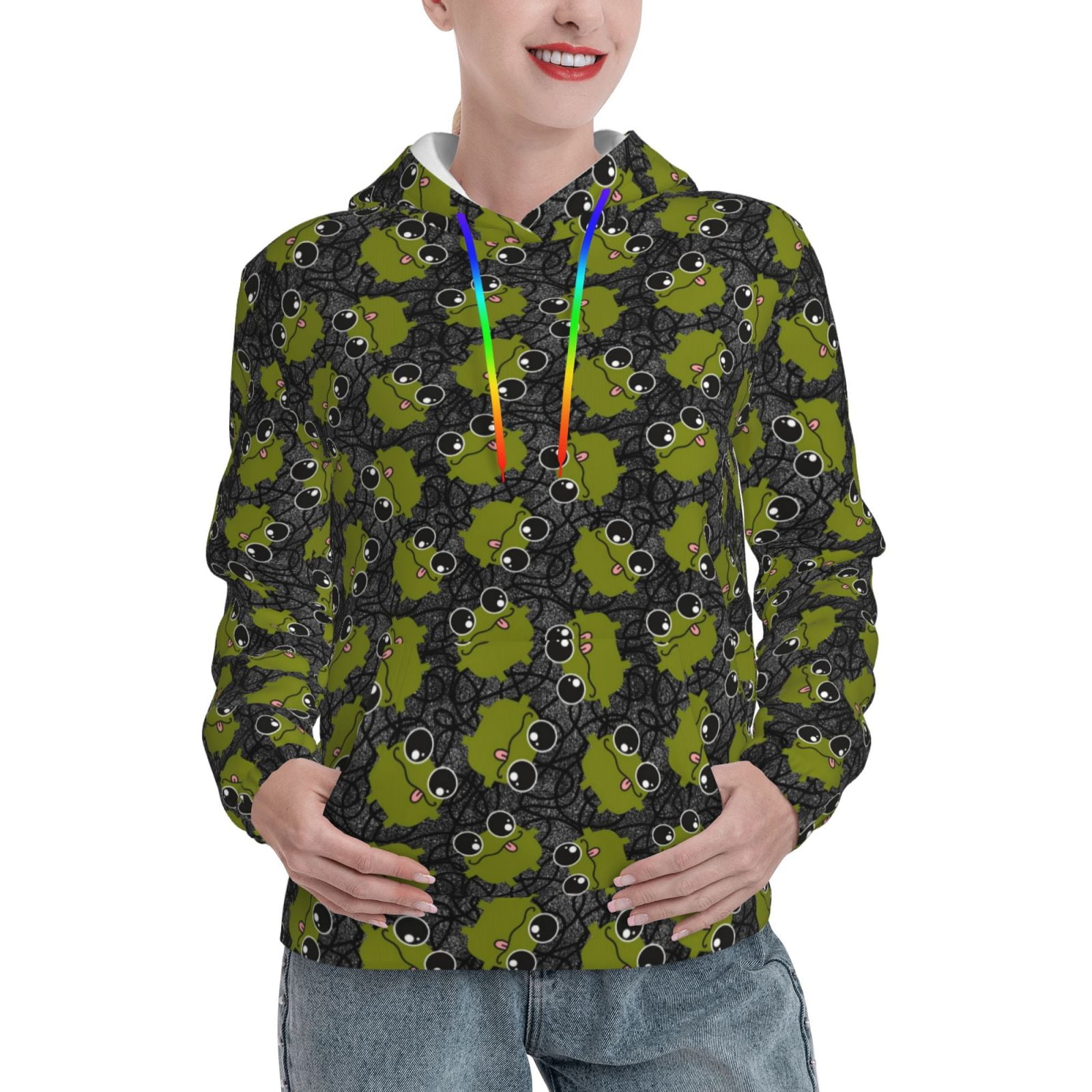 Cauagu Cartoon Kawaii Frogs1 for Women's Hooded Sweatshirts Pullover ...