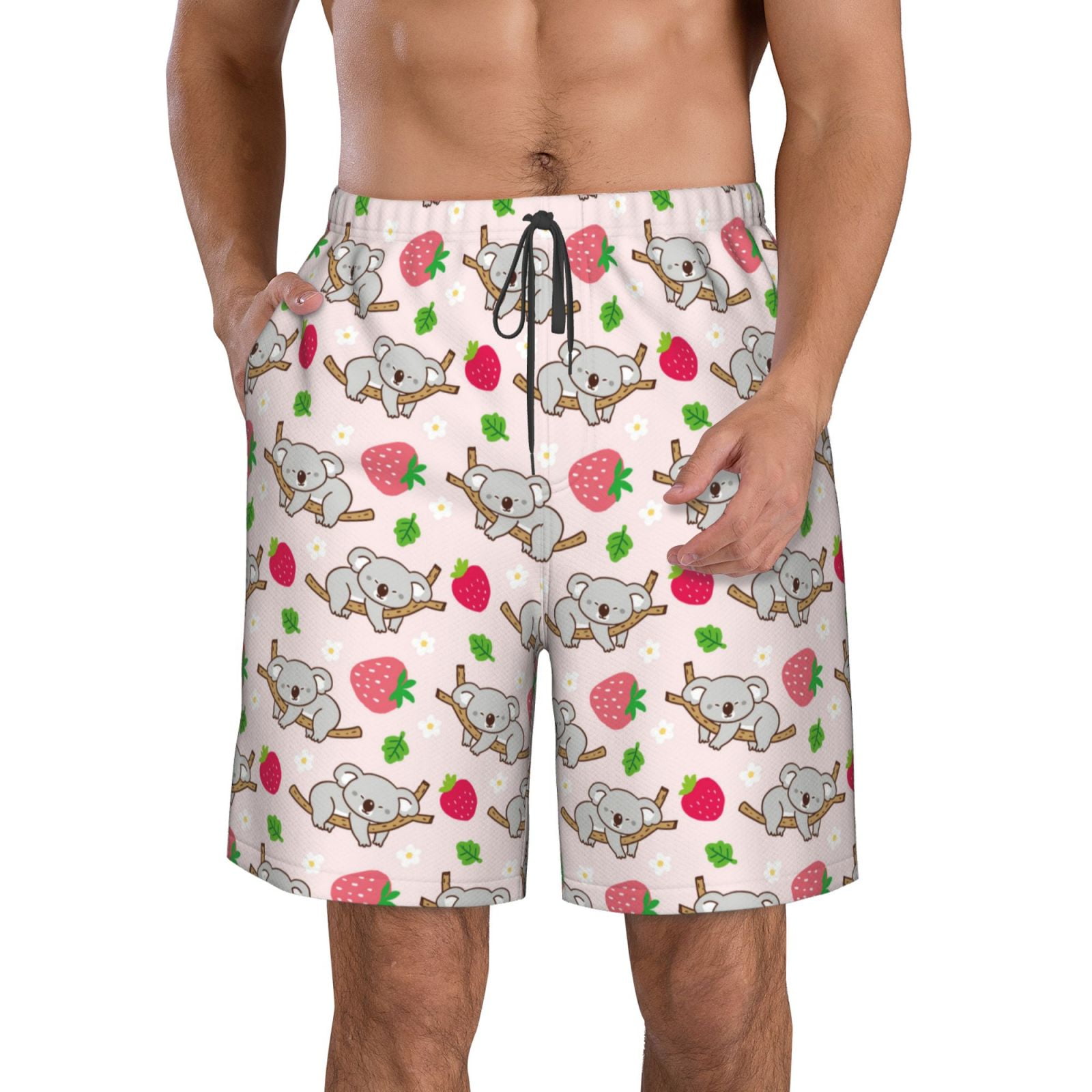 Cauagu Cartoon Koala Bear Print Men's Swim Trunks,Hawaiian Bathing Suit ...