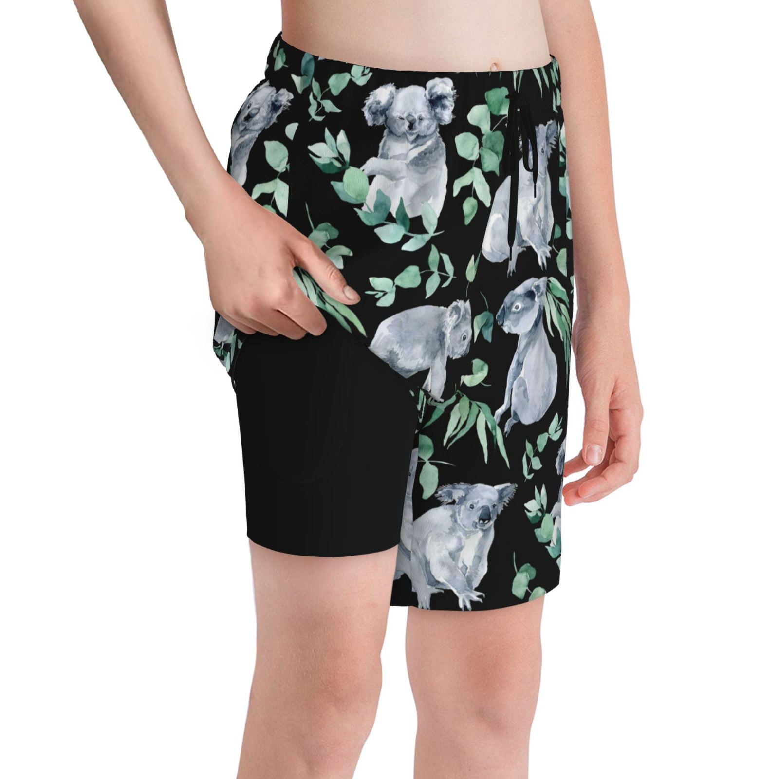 Cauagu Cartoon Koala Bear Print Swim Trunks for Men,Youth Boys Swim ...