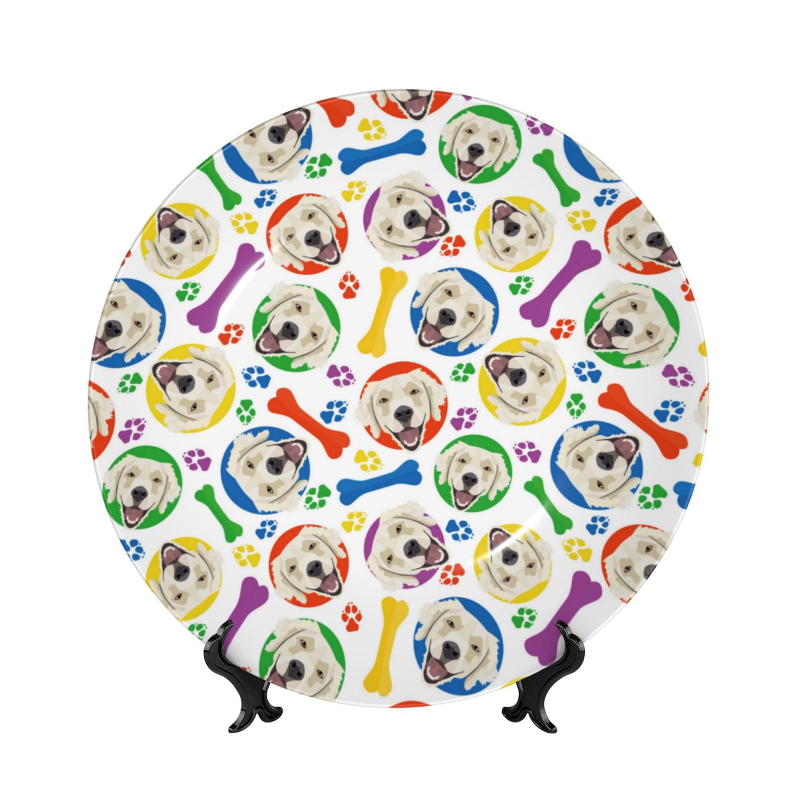 Cauagu Cartoon Labrador Retriever Print Bone China Decorative Plate ...