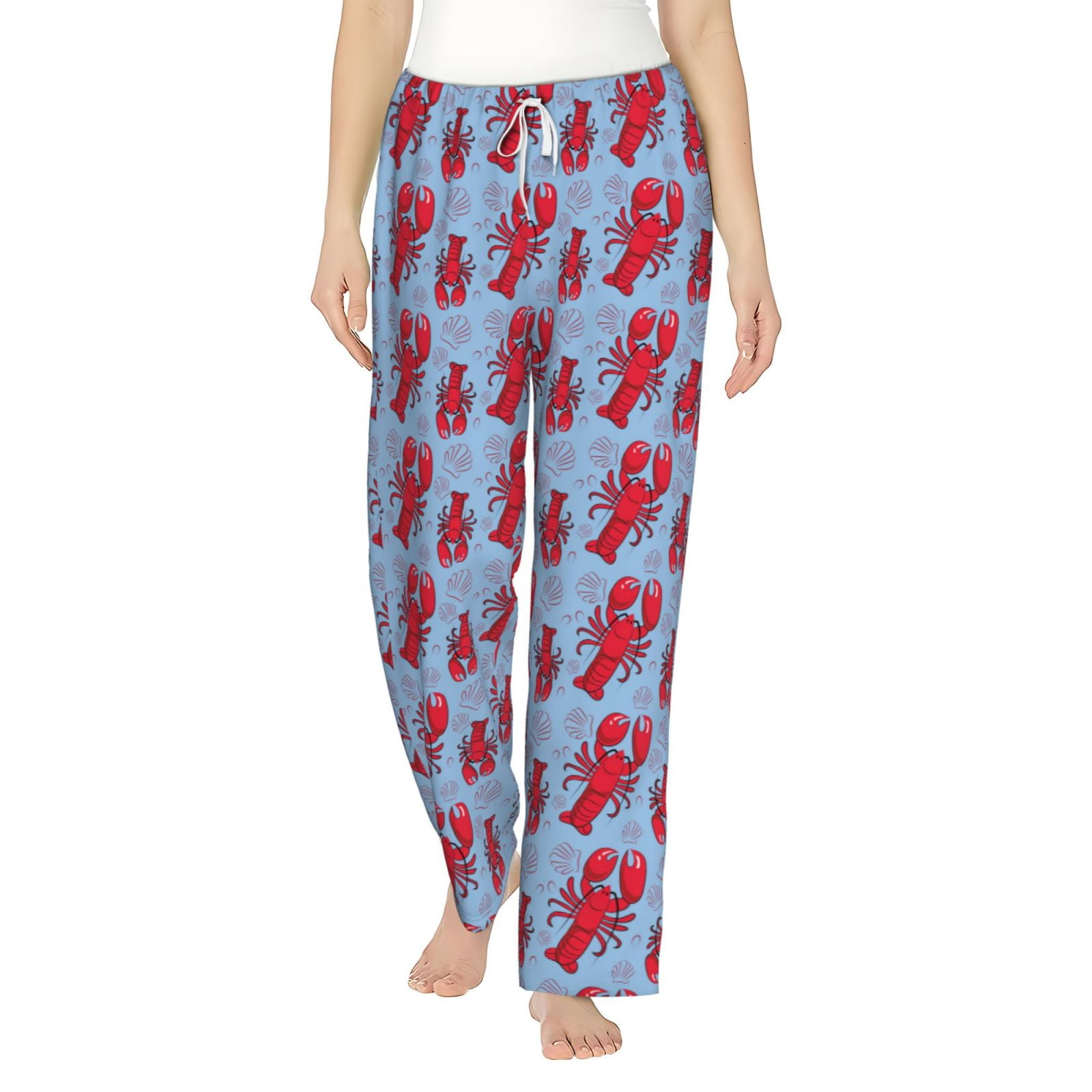 Cauagu Cartoon Lobsters 2 Pajama Pants for Women Loose Fit Wide Leg ...