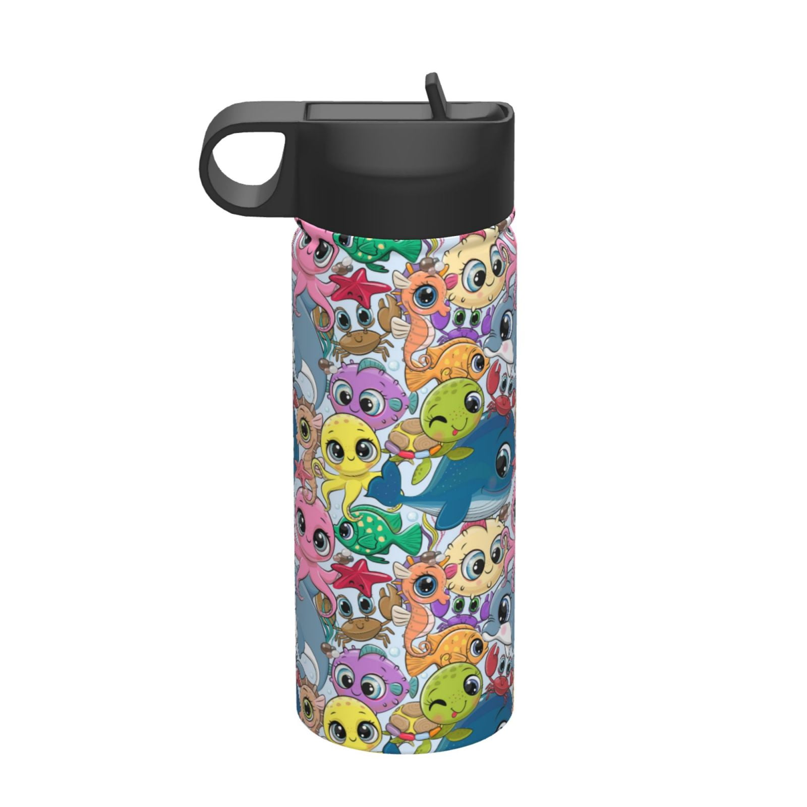 Cauagu Cartoon Marine Animals for 18 oz Water Bottle With Straw ...