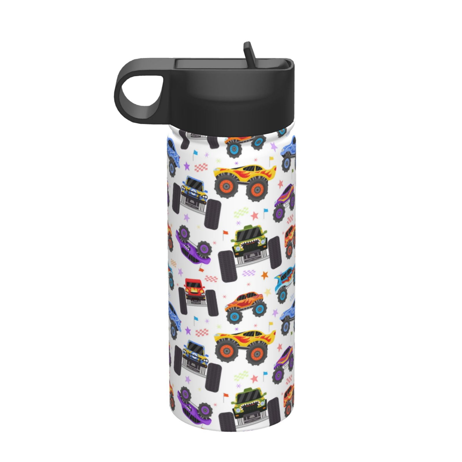Cauagu Cartoon Monster Trucks1 for 18 oz Water Bottle With Straw ...