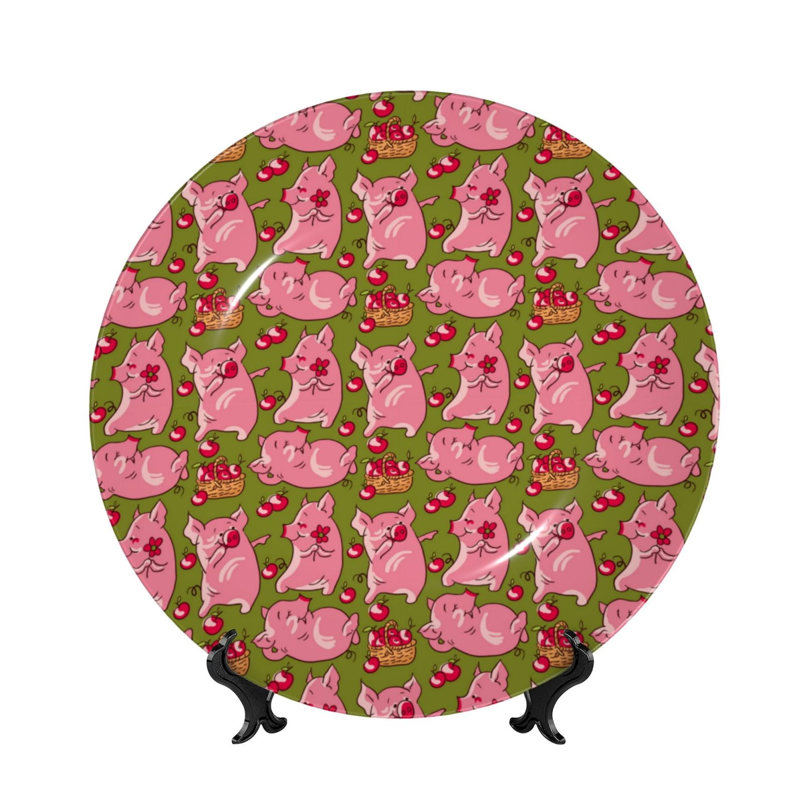 Cauagu Cartoon Pigs Print Bone China Decorative Plate, Wall Mount Plate ...