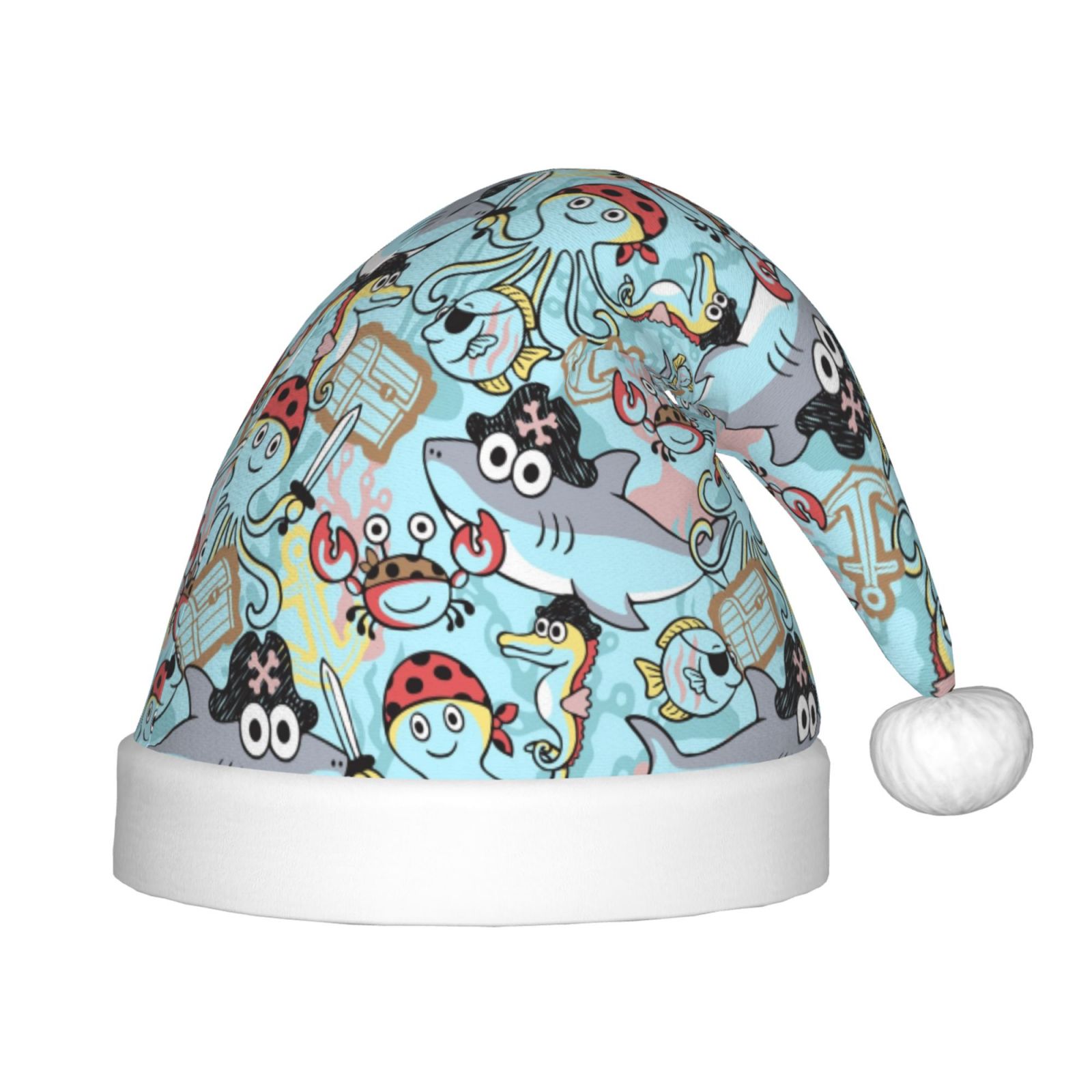 Cauagu Cartoon Pirate Pattern Christmas Hat for Kids,Xmas Holiday Hat ...