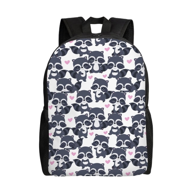 Cauagu Cartoon Raccoon Print Backpacks,Travel Daypack Casual Laptop ...