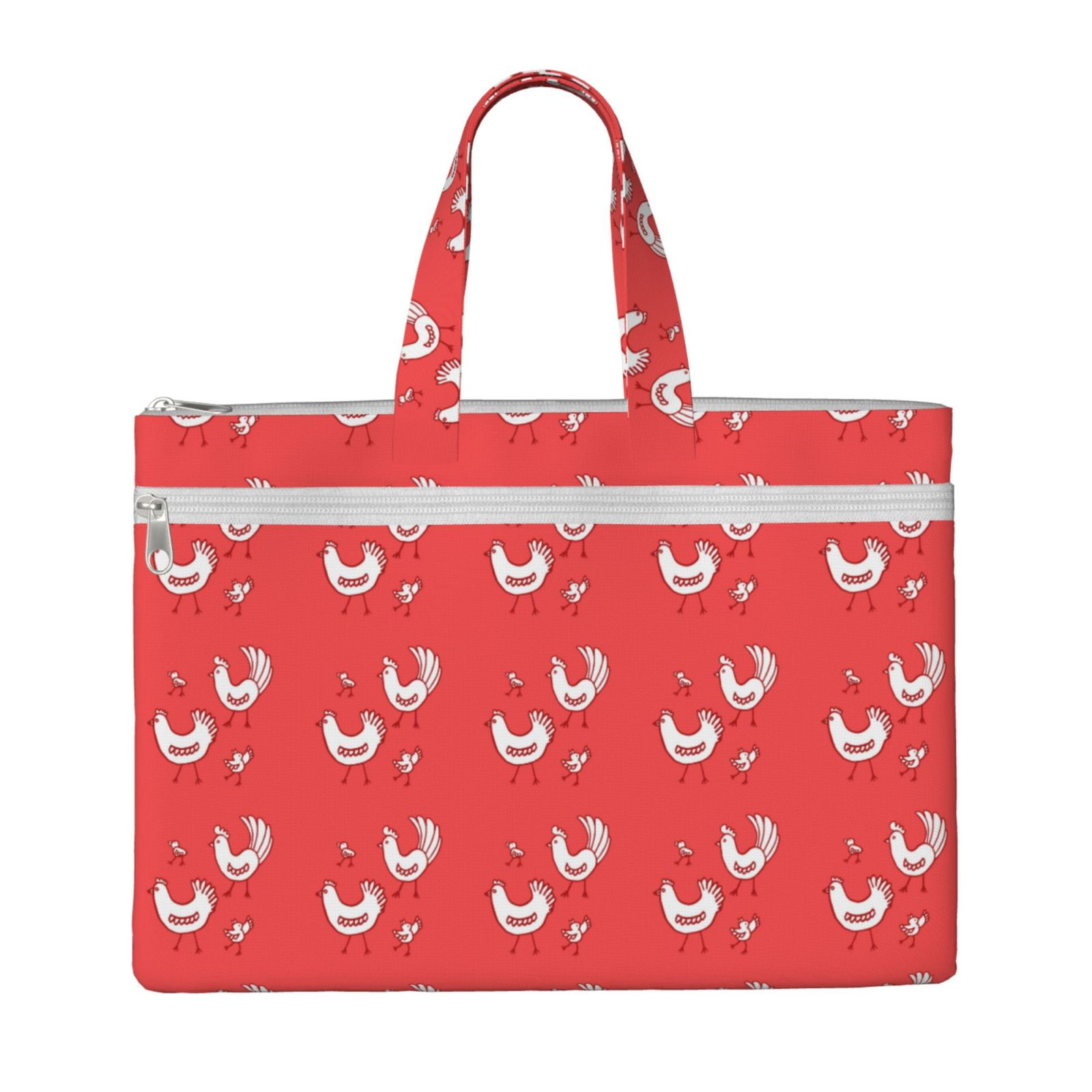 Cauagu Cartoon Rooster Pattern Canvas Tote File Bag, Zipper Tote Bag ...