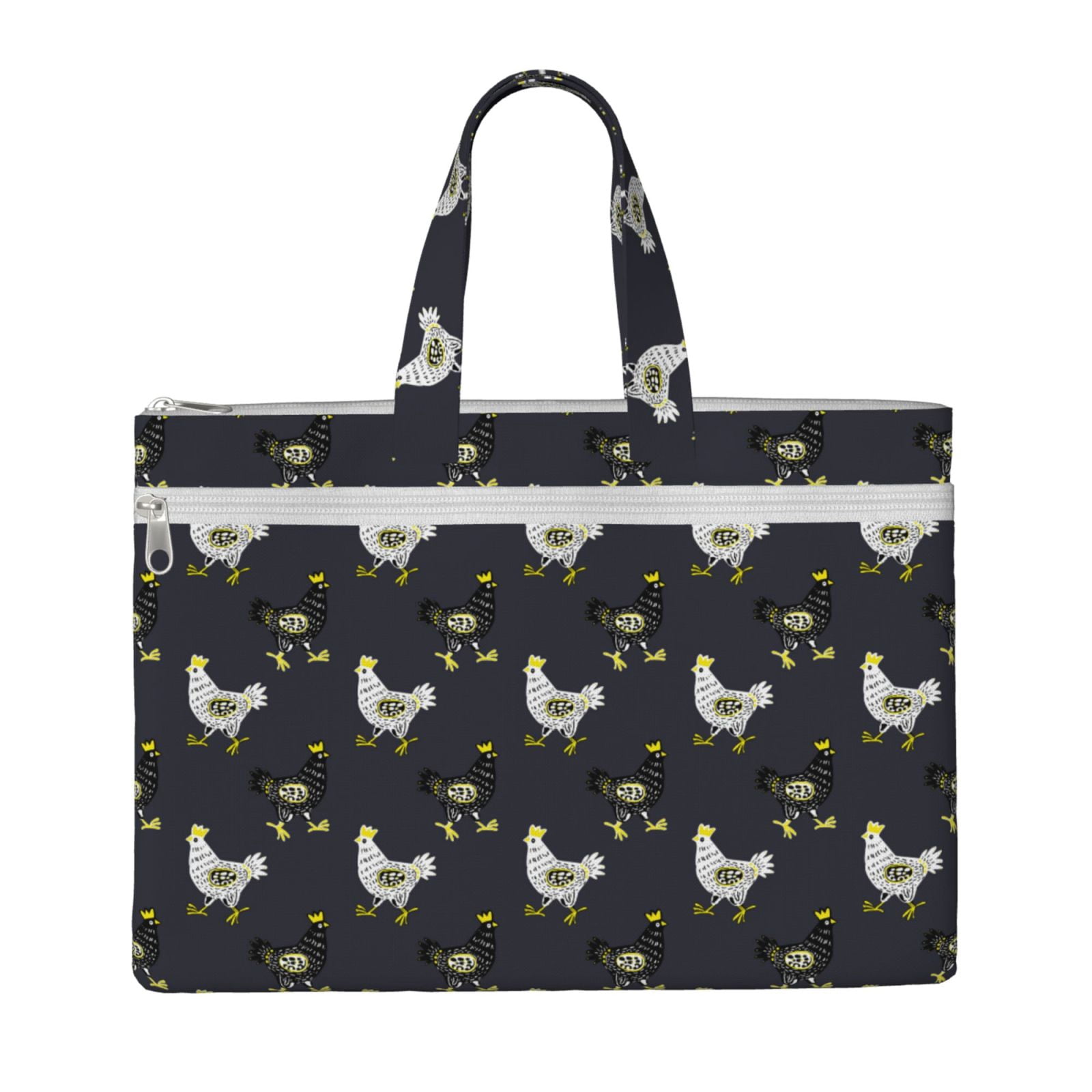 Cauagu Cartoon Rooster Pattern Canvas Tote File Bag, Zipper Tote Bag ...