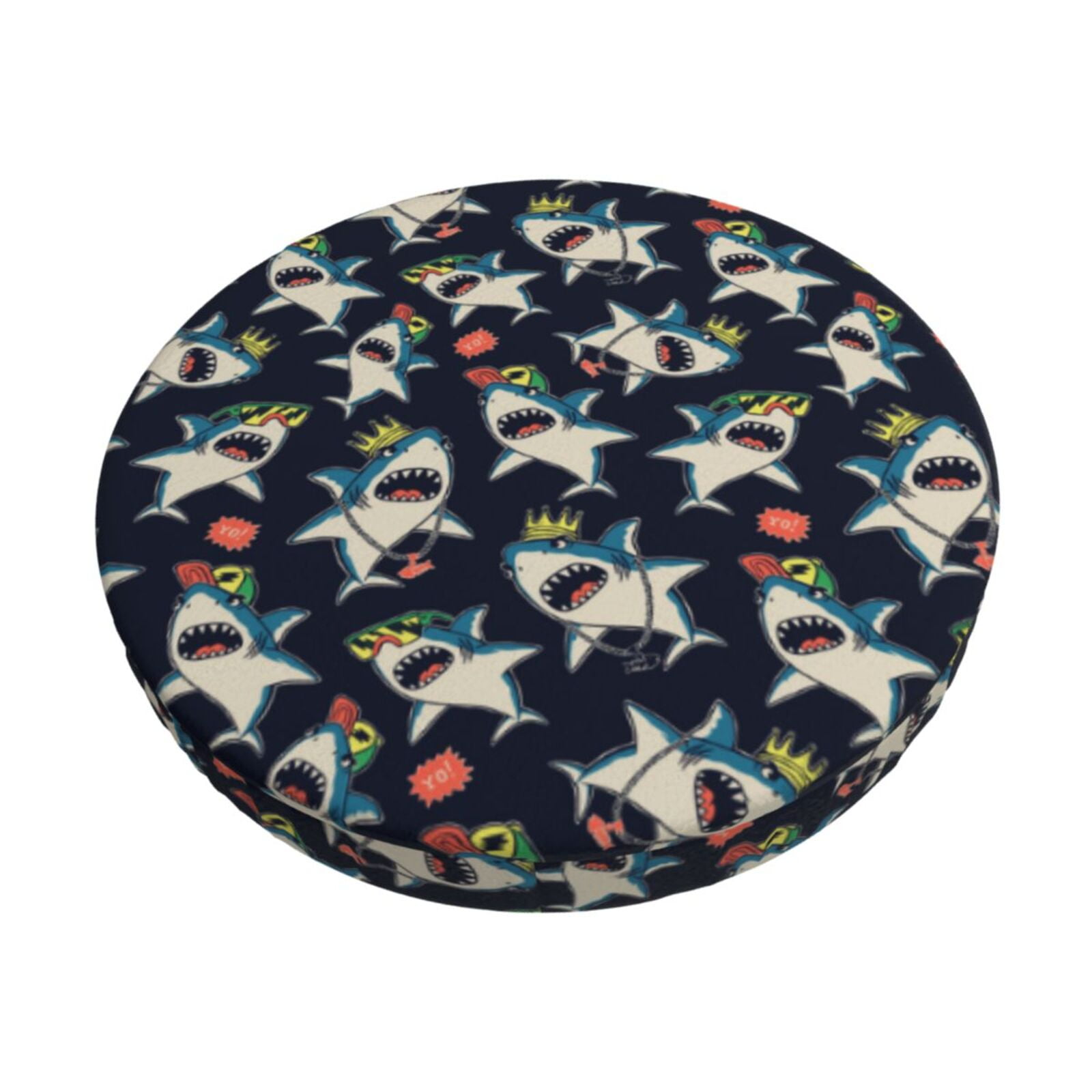 Cauagu Cartoon Sharks Print Round Stool Covers,Seat Cushion for Round ...