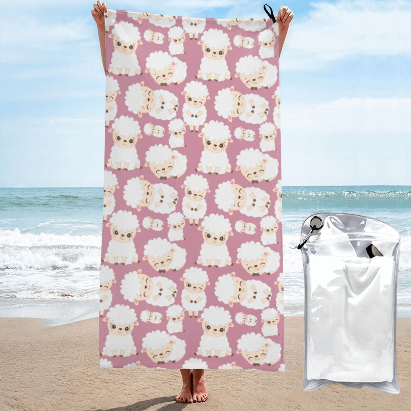 Cauagu Cartoon Sheep Print Extra Large Bath Towels 1 Pack, Quick Drying ...
