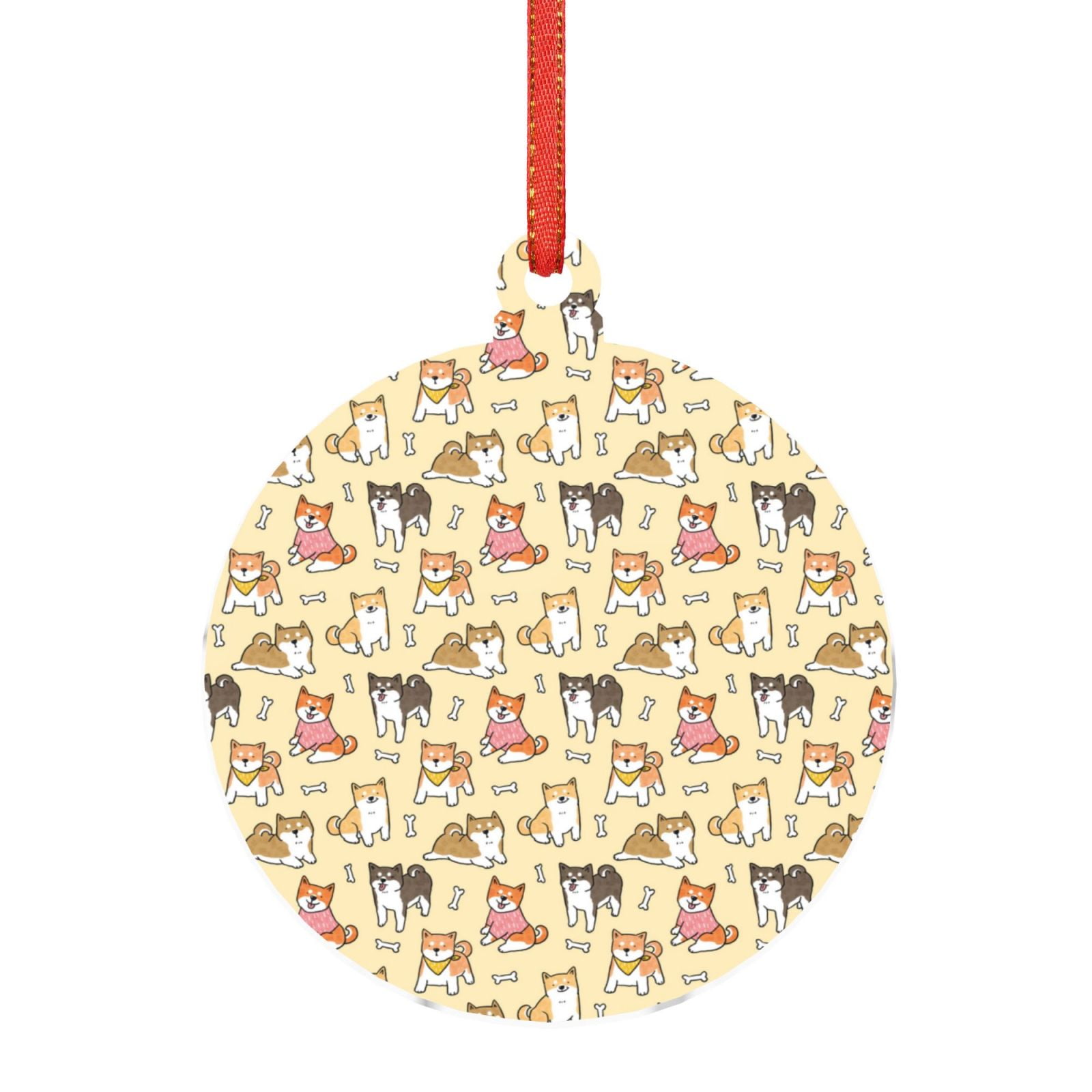 Cauagu Cartoon Shiba Inu Dog Pattern Acrylic Christmas Pendant,1-Pack ...