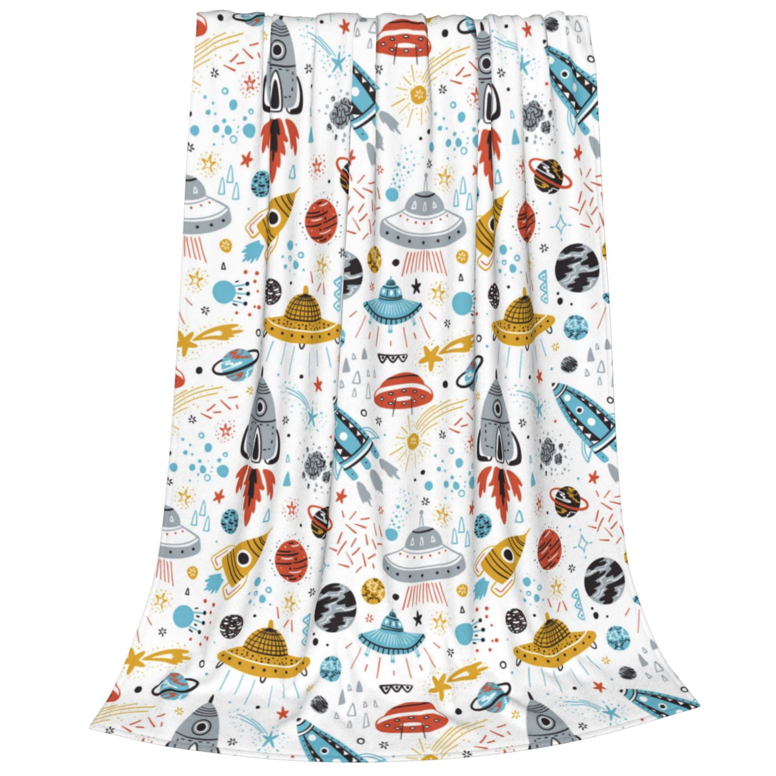 Cauagu Cartoon Space Pattern Flannel Bed Blankets,Fleece Blanket ...