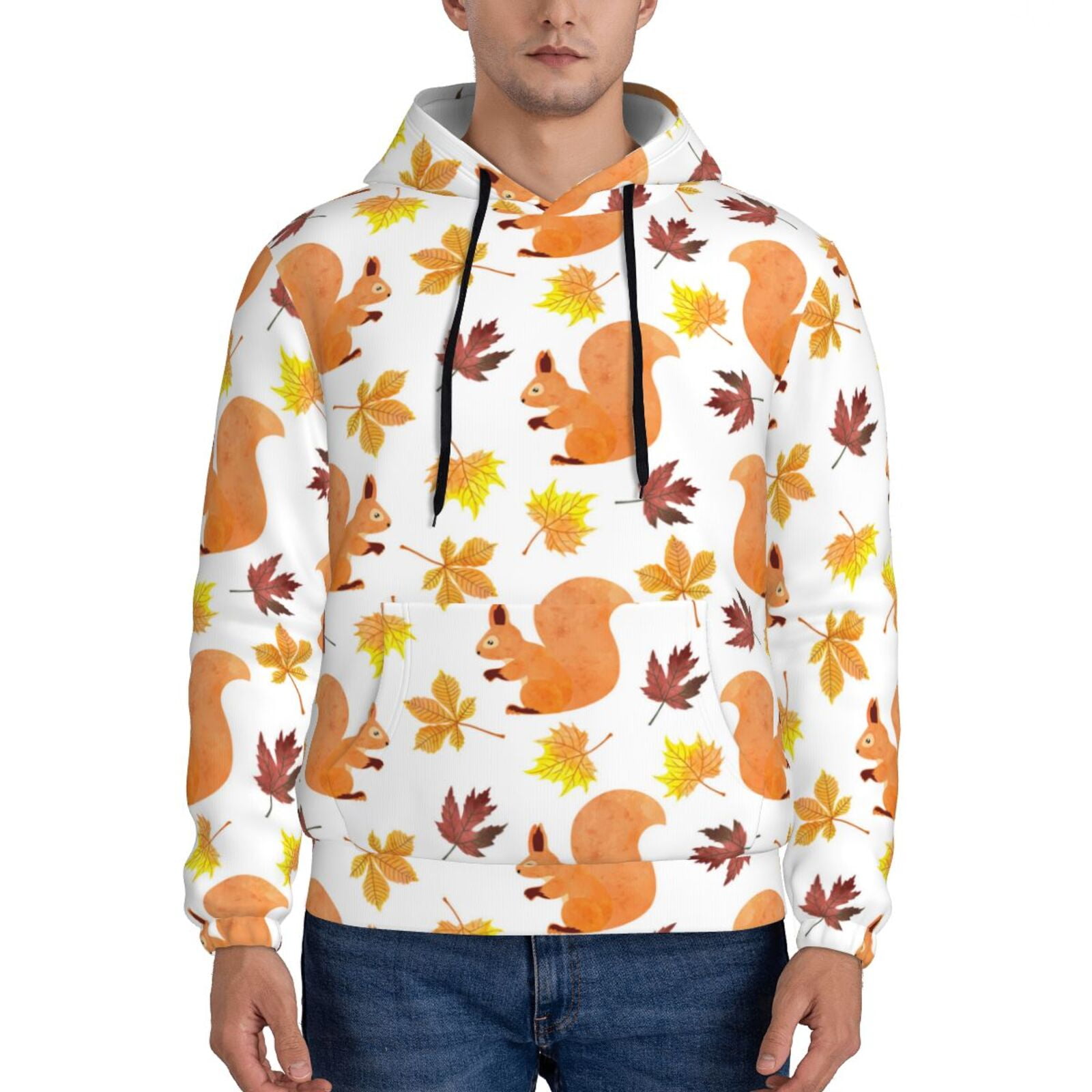 Cauagu Cartoon Squirrel for Men's Pullover Hooded Sweatshirt Athletic ...