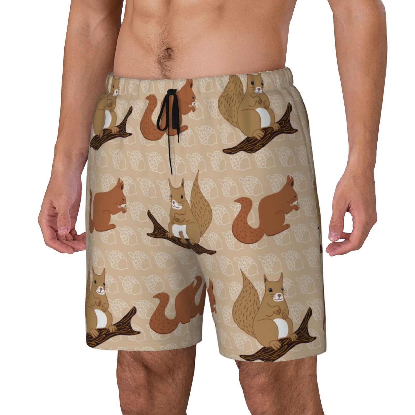 Cauagu Cartoon Squirrel Print Mens Swim Trunks Quick Dry Board Shorts ...